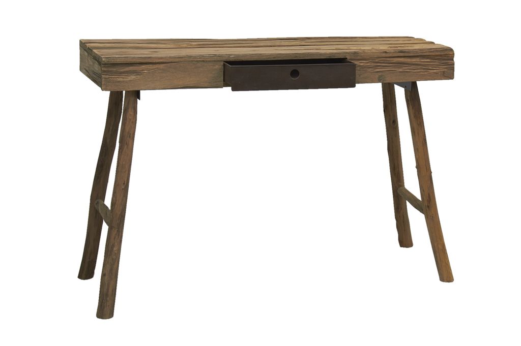 Console en pin rustique et métal