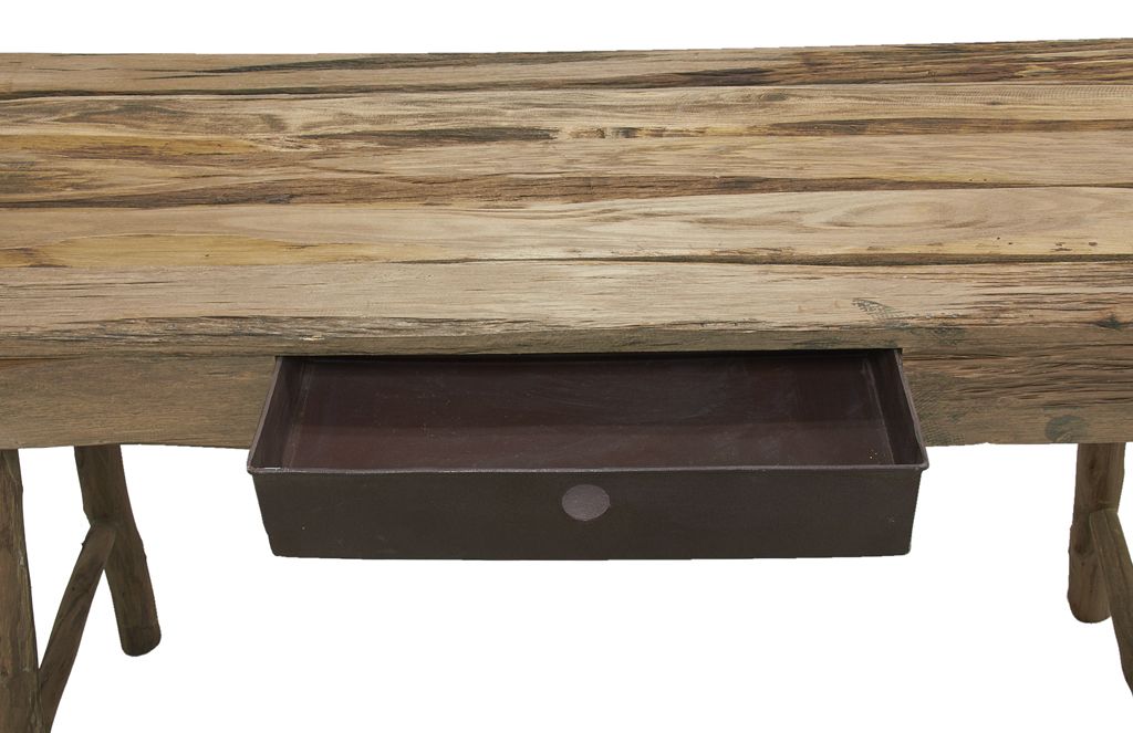 Console en pin rustique et métal