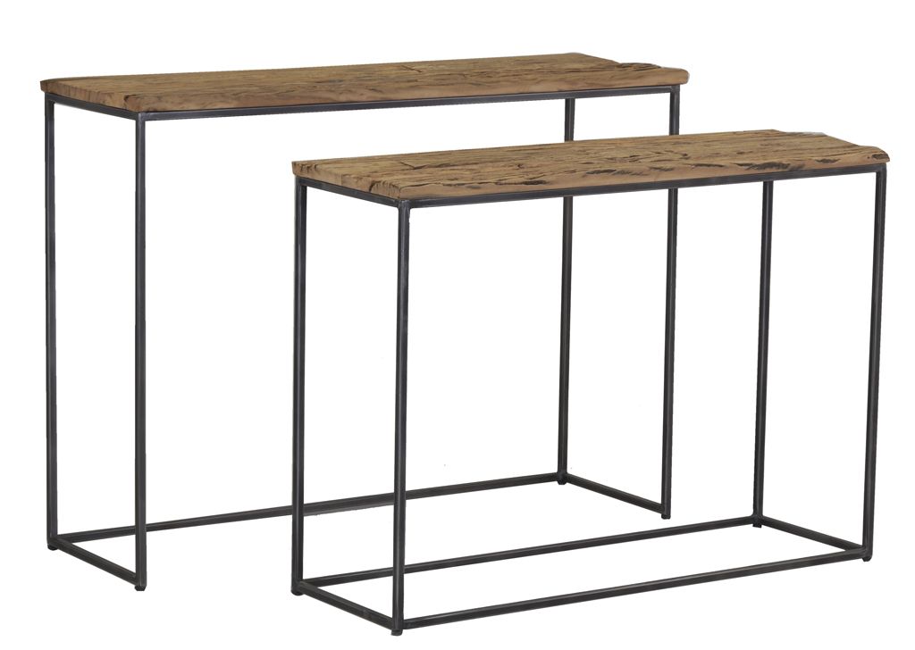 Consoles en bois recyclé et métal (lot de 2) (rectangulaire)