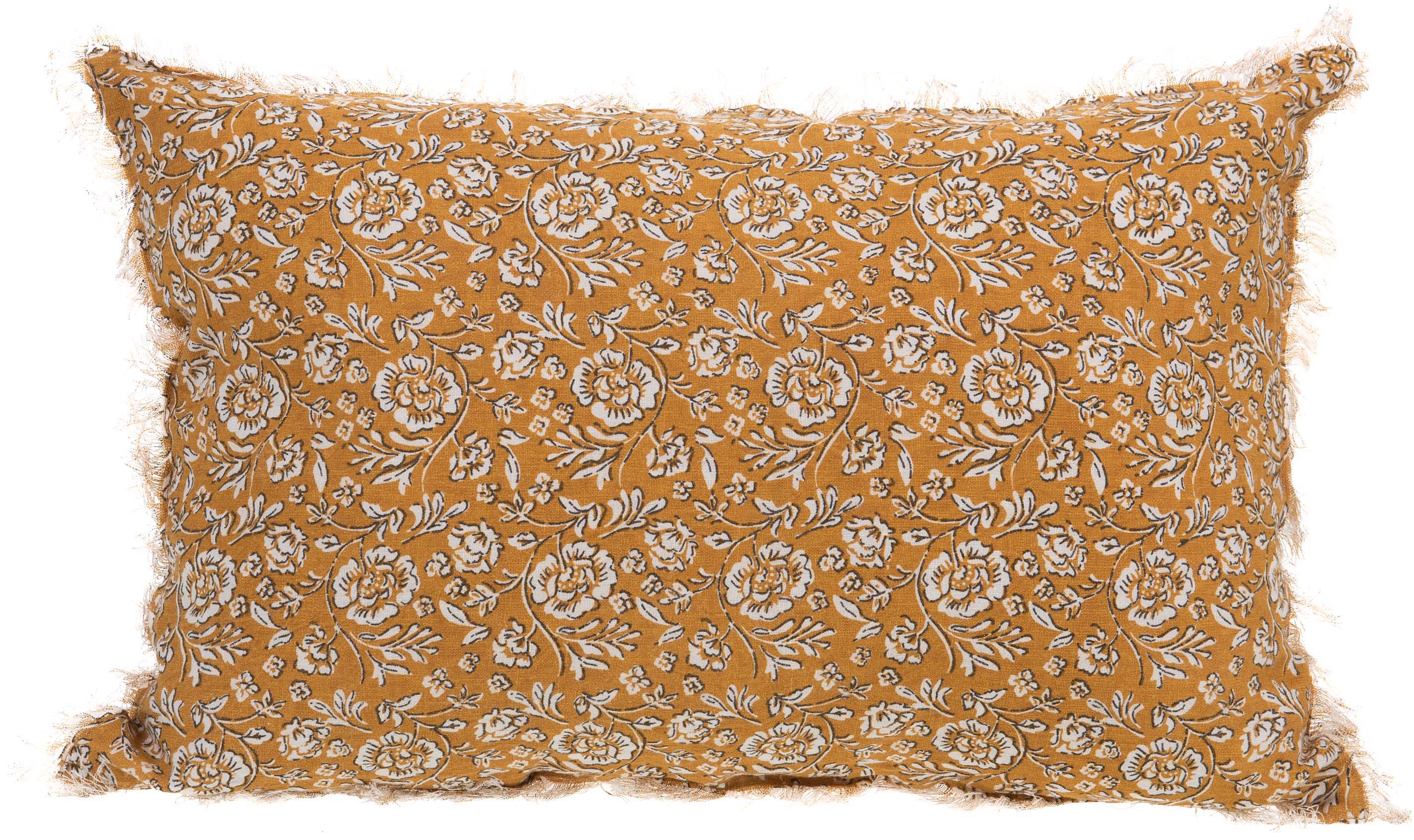 Coussin en lin à motifs capucine 40 x 60 cm (jaune)