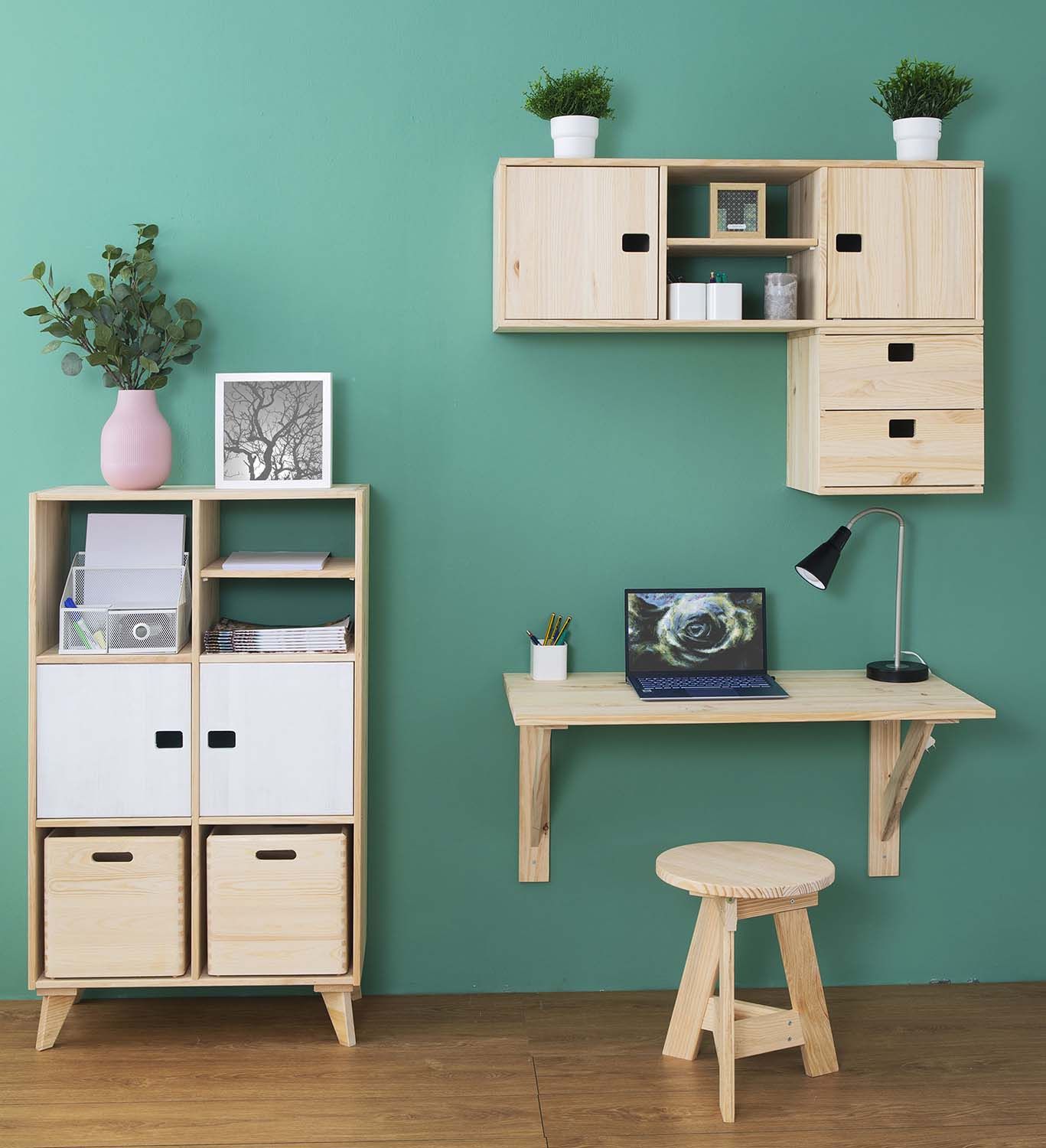 Cube de rangement en pin massif dinamic (tablette intermédiaire)