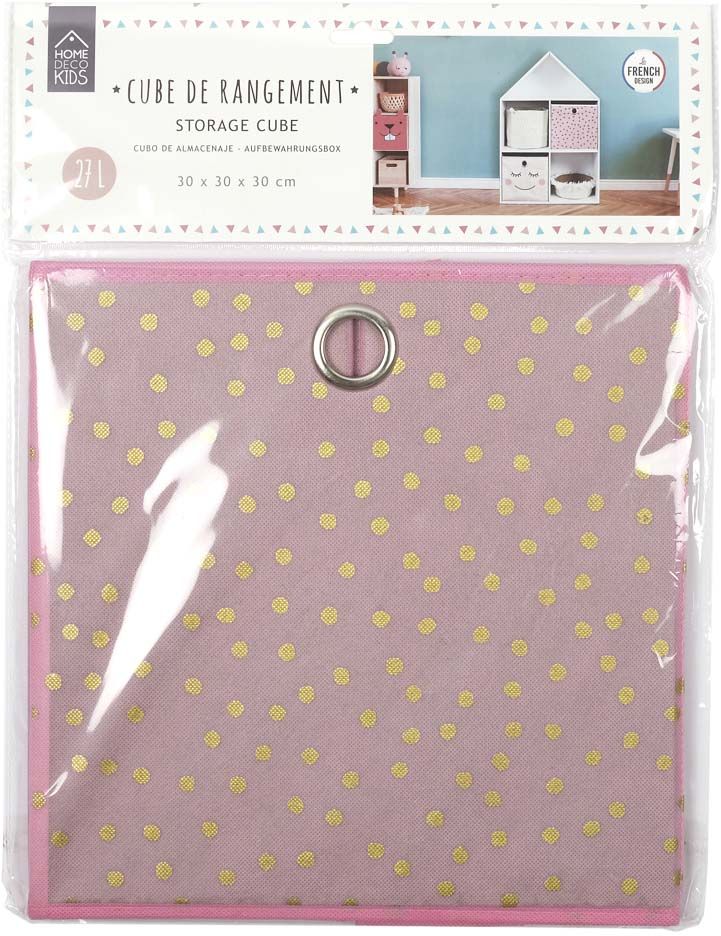 Cubes de rangement 30x30 cm (lot de 2) (girly - rose et gris)