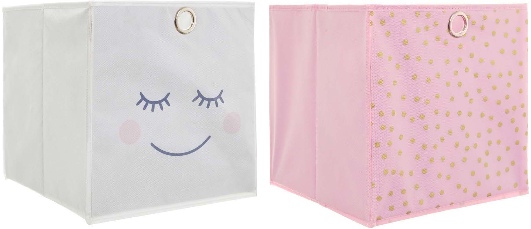 Cubes de rangement 30x30 cm (lot de 2) (girly - rose et gris)