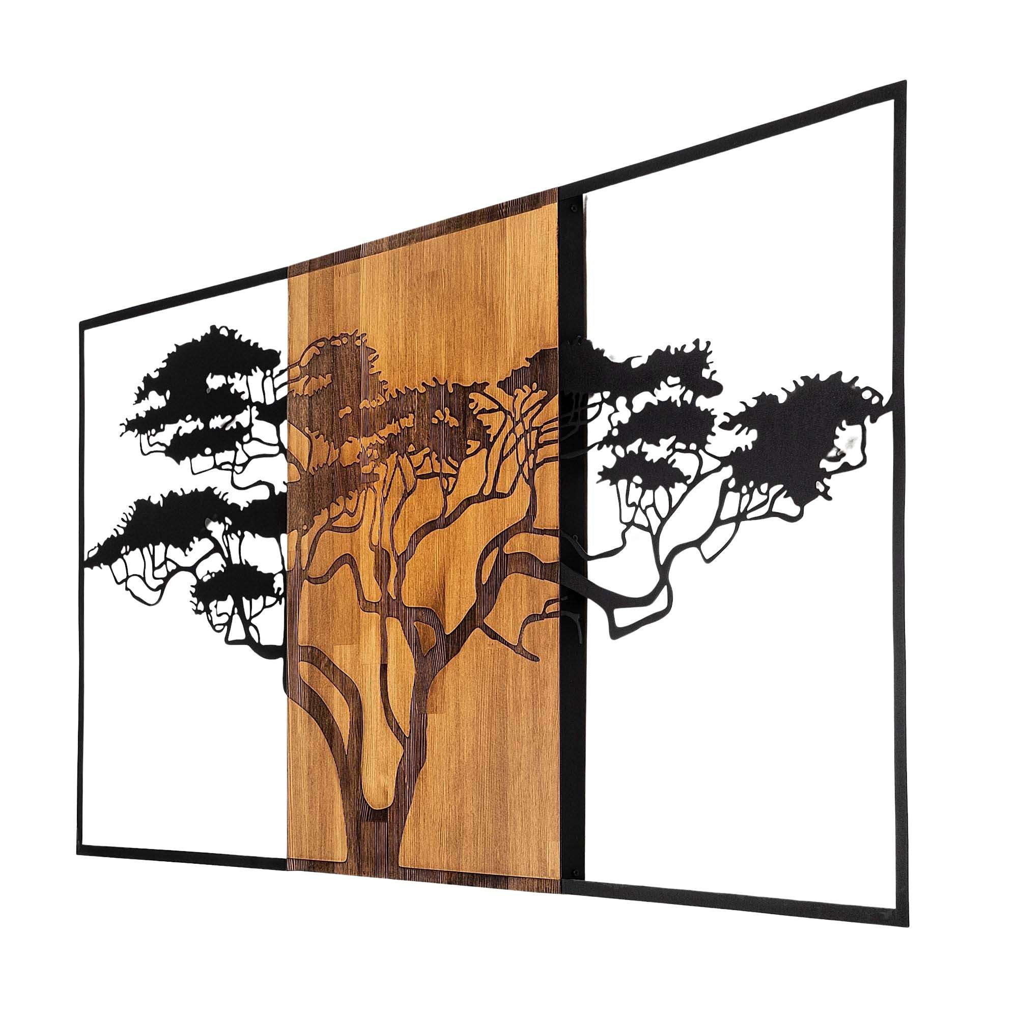 Décoration murale en bois et métal walnut (arbre)