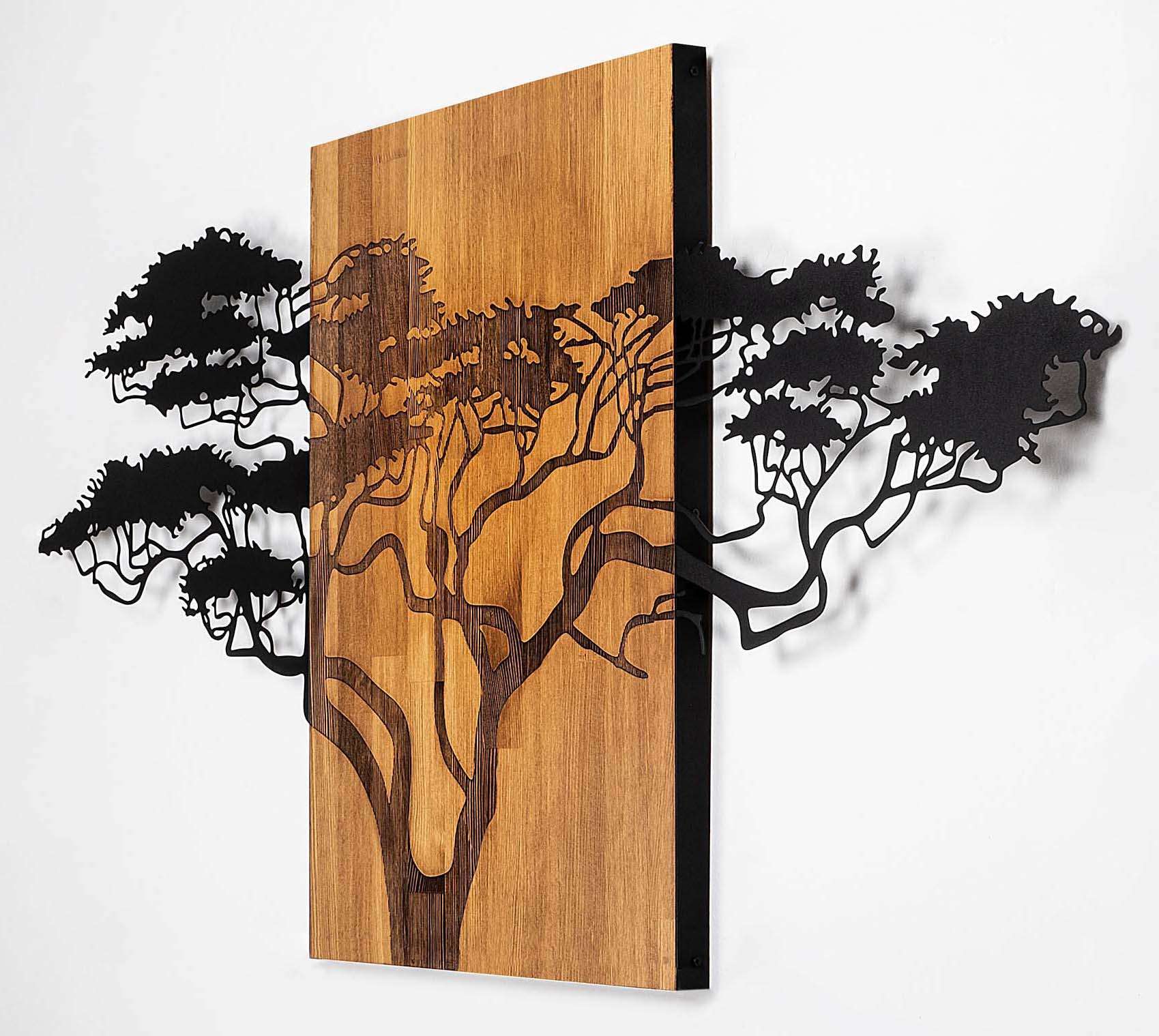 Décoration Murale En Bois Et Métal Walnut Grand Arbre