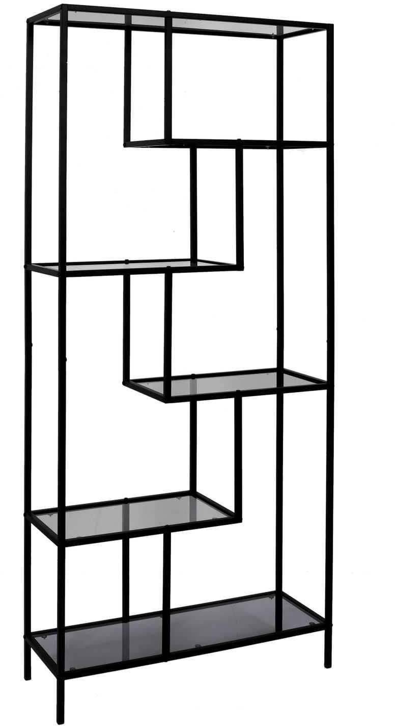 Etagère en métal et verre fumé edison (80 x 30 x 180 cm)