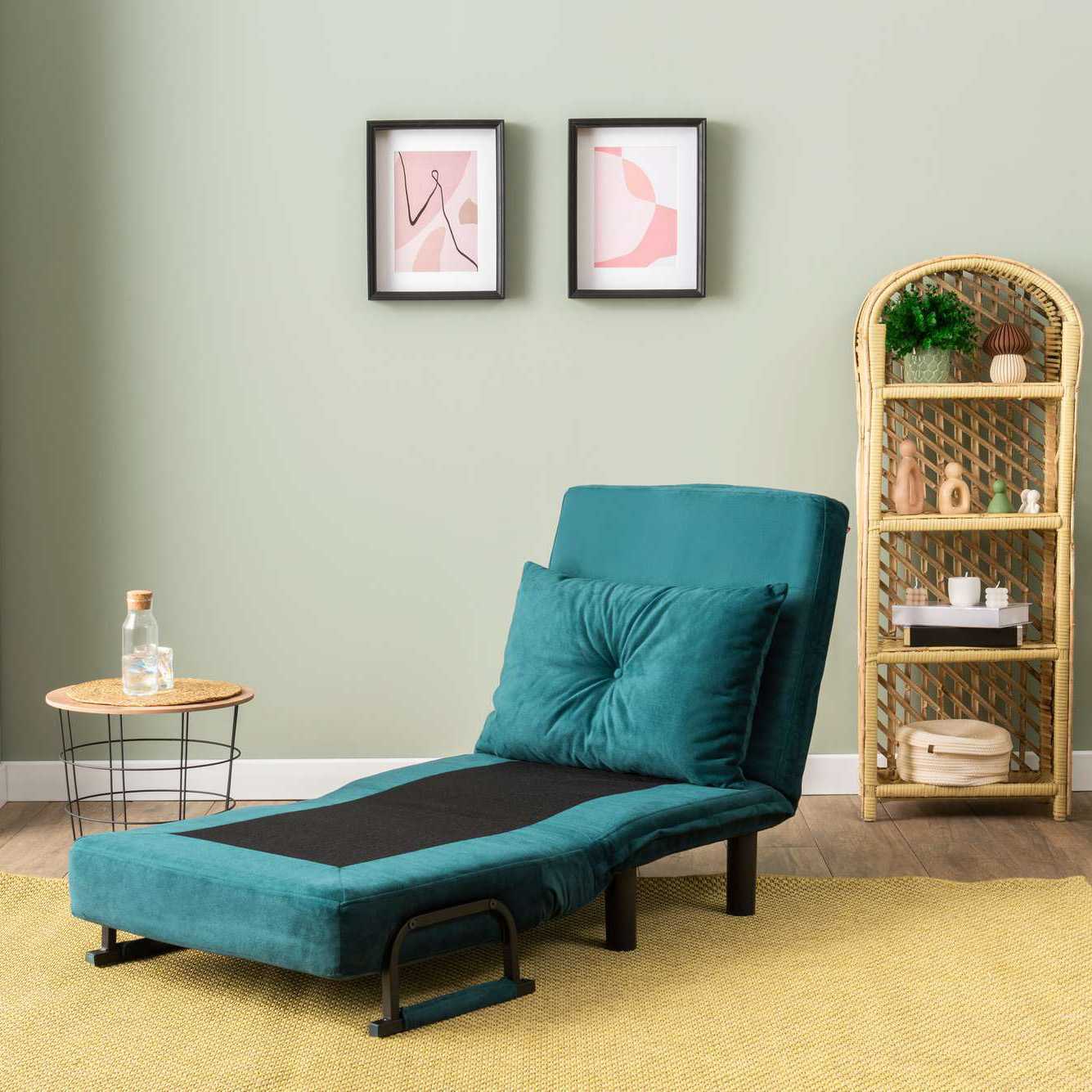 Fauteuil convertible sento single (vert pétrole)