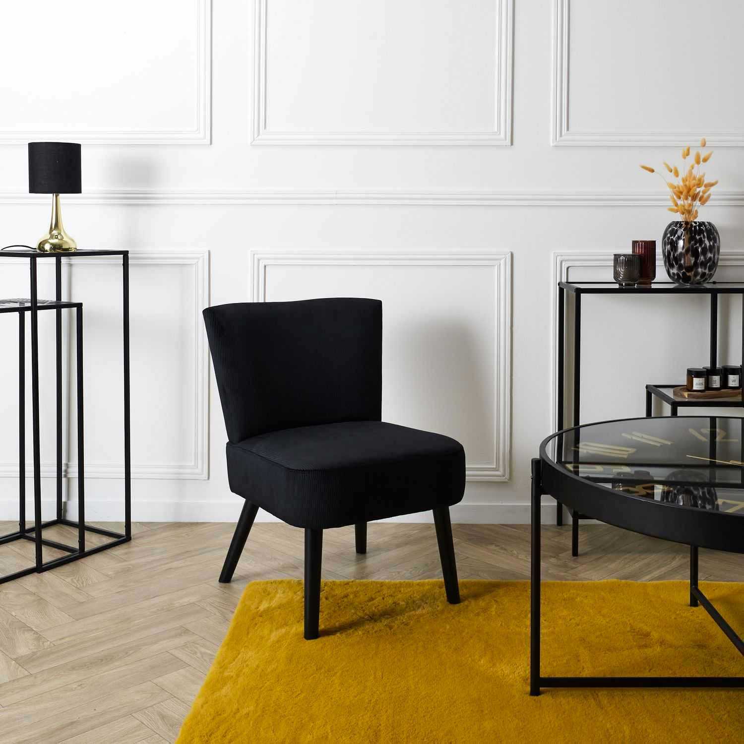 Fauteuil crapaud en tissu giulia (noir)