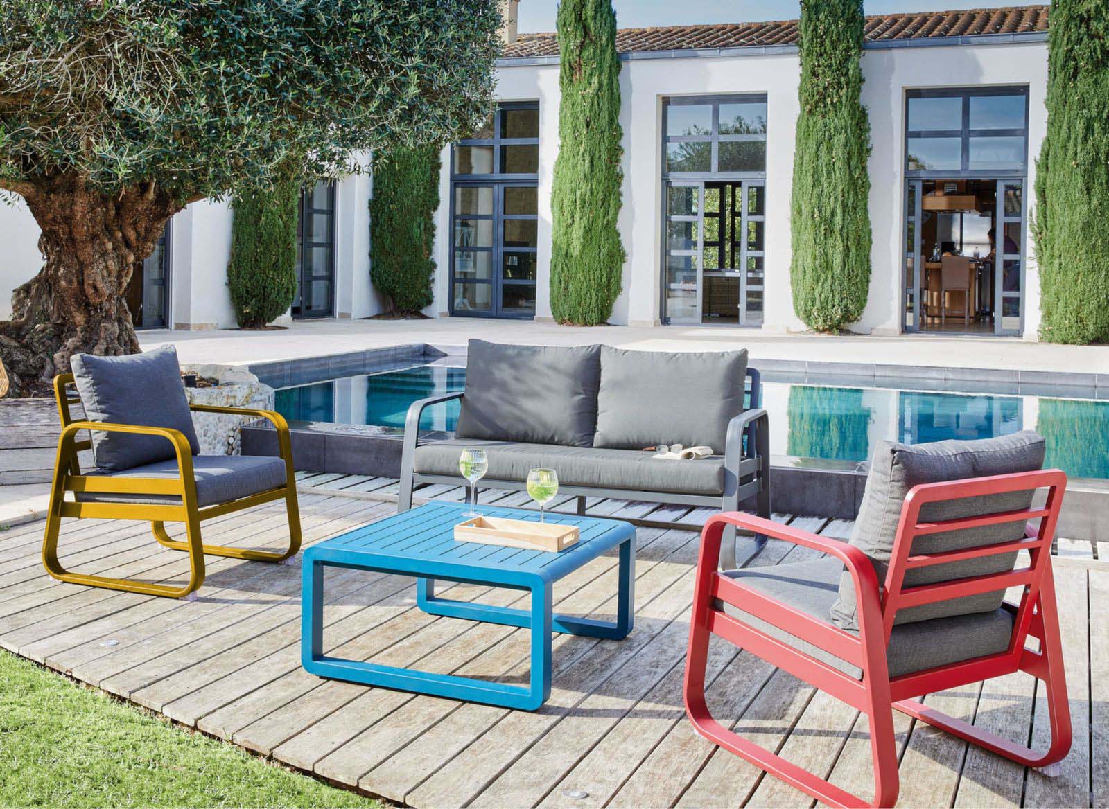 Fauteuil extérieur lounge en aluminium tonio (graphite)