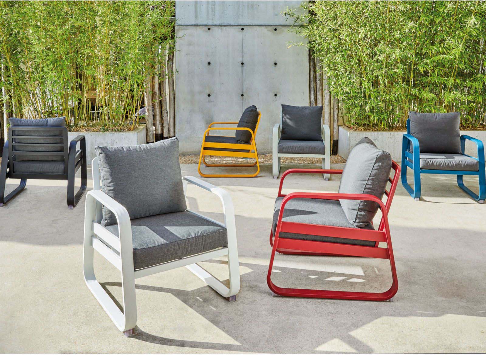 Fauteuil extérieur lounge en aluminium tonio (blanc)