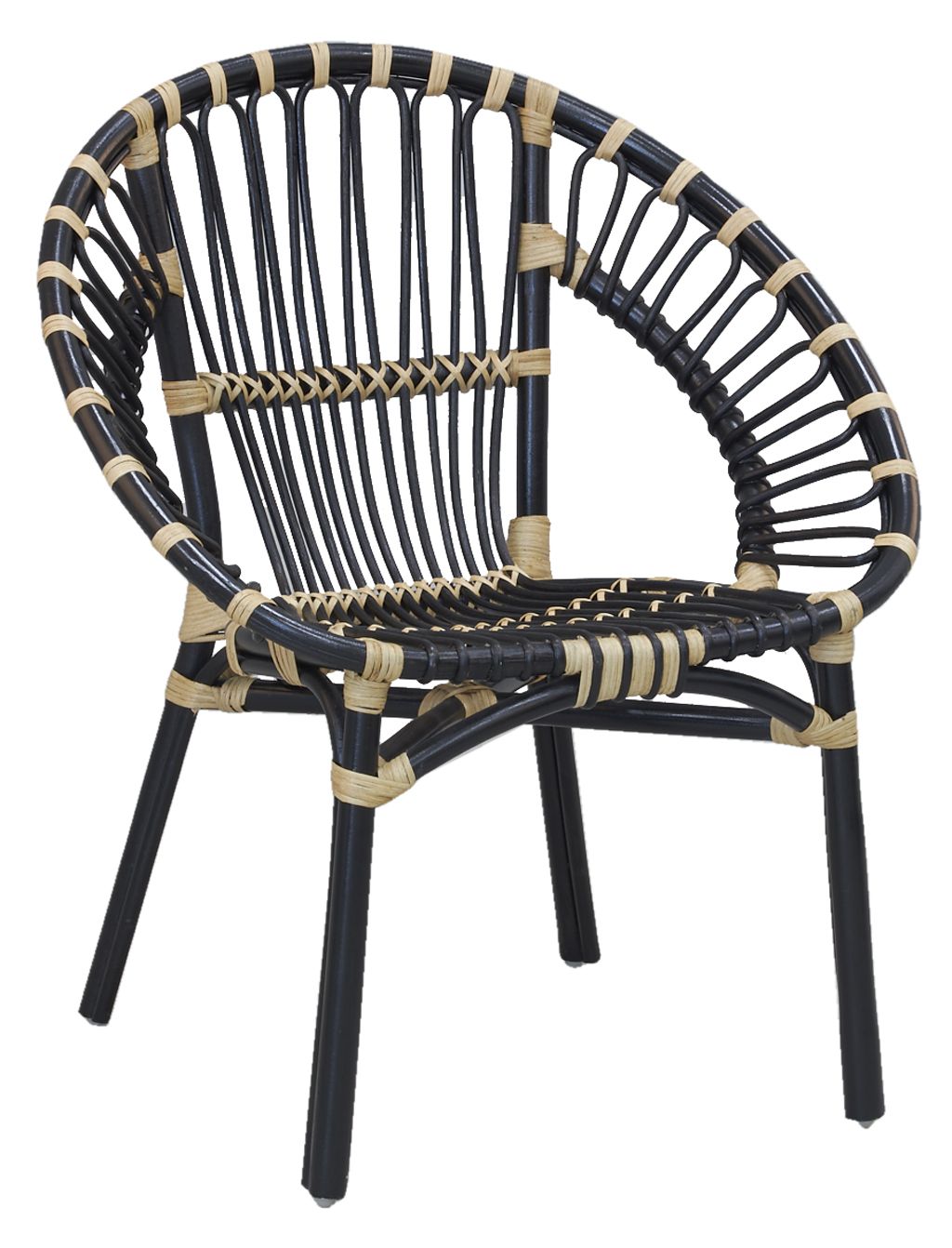 Fauteuil rond en rotin jazz (noir)