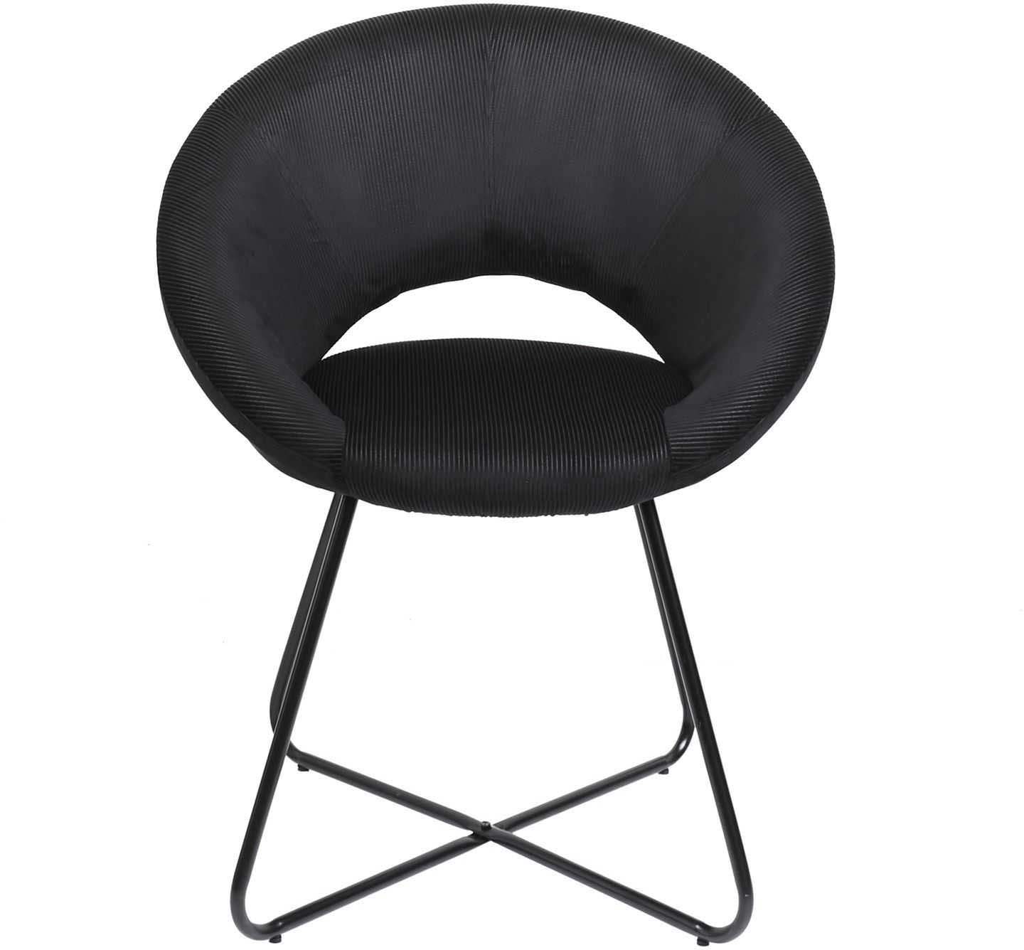 Fauteuil rond en velours cotelé giulia (noir)
