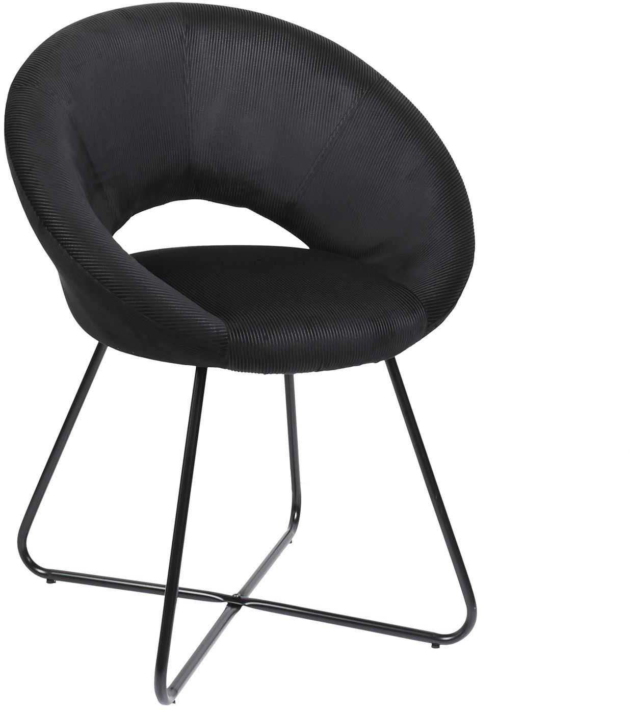 Fauteuil rond en velours cotelé giulia (noir)