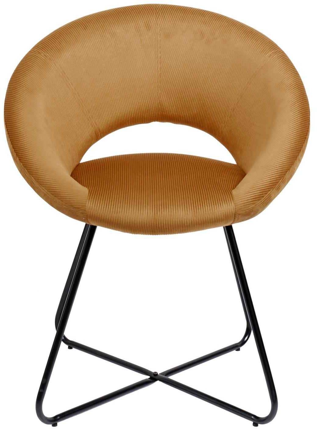 Fauteuil rond en velours cotelé giulia (jaune)