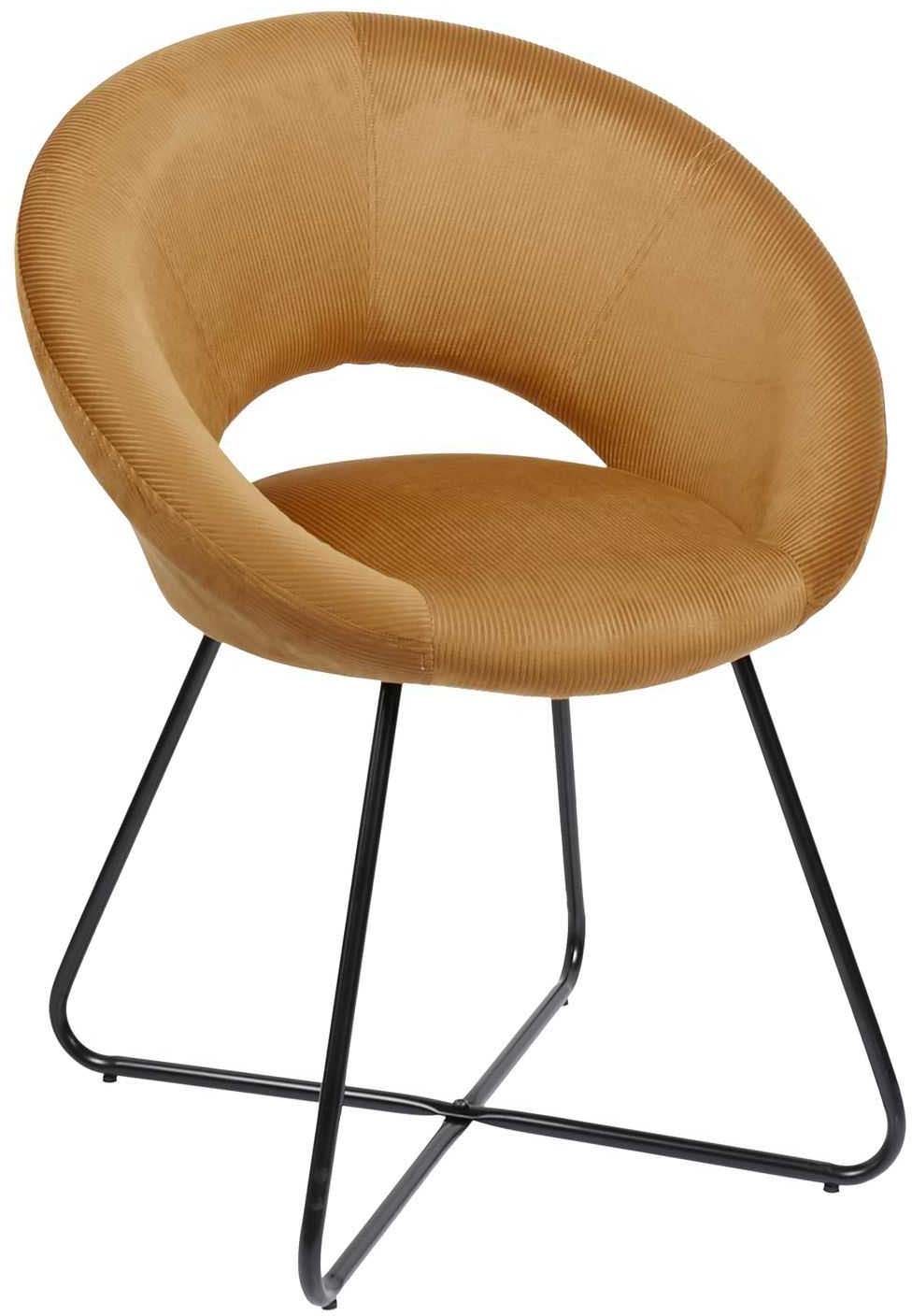Fauteuil rond en velours cotelé giulia (jaune)