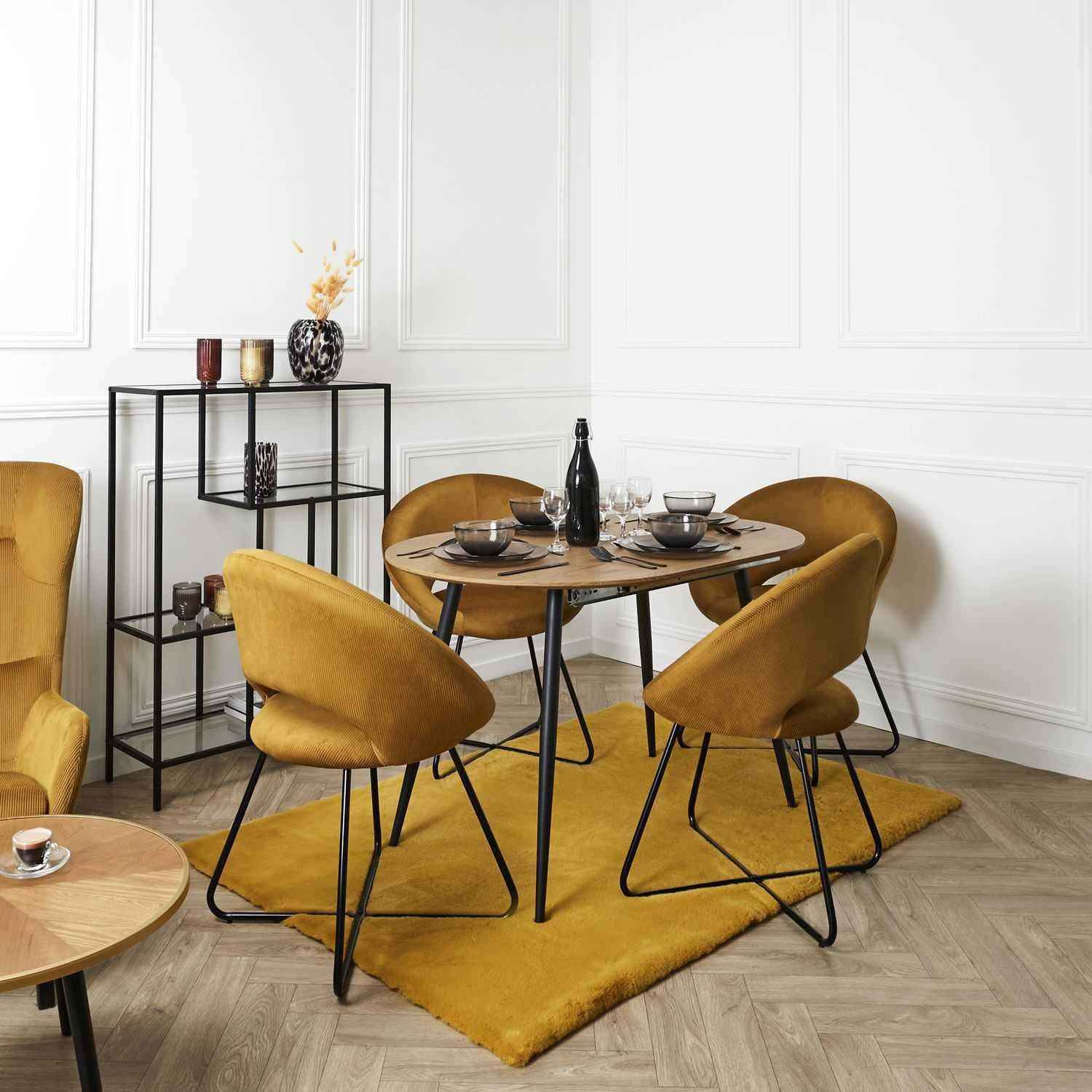 Fauteuil rond en velours cotelé giulia (jaune)