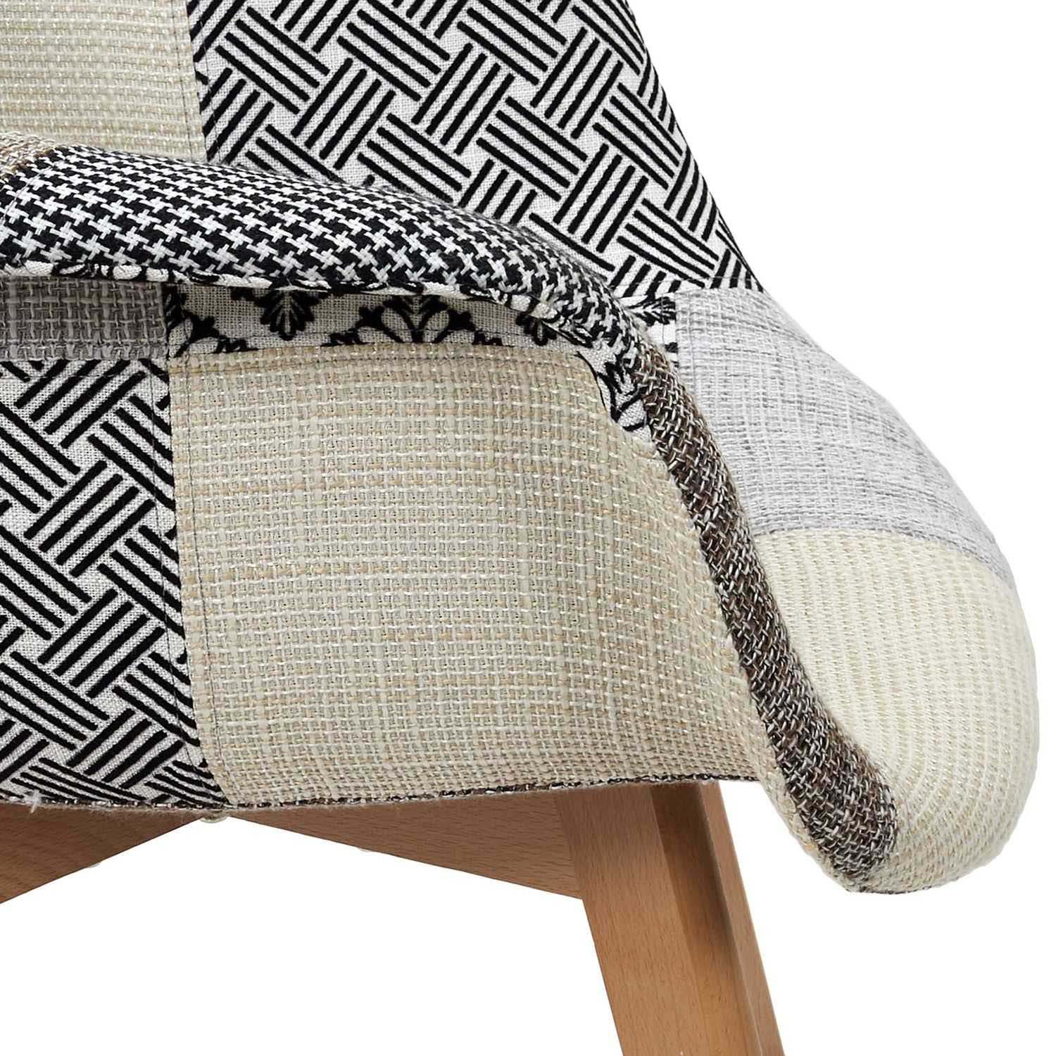 Fauteuil scandinave patchwork (lot de 2) (gris)