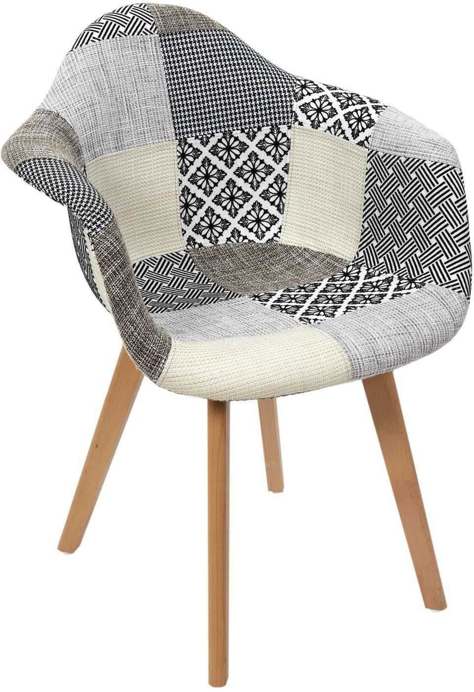 Fauteuil scandinave patchwork (lot de 2) (gris)