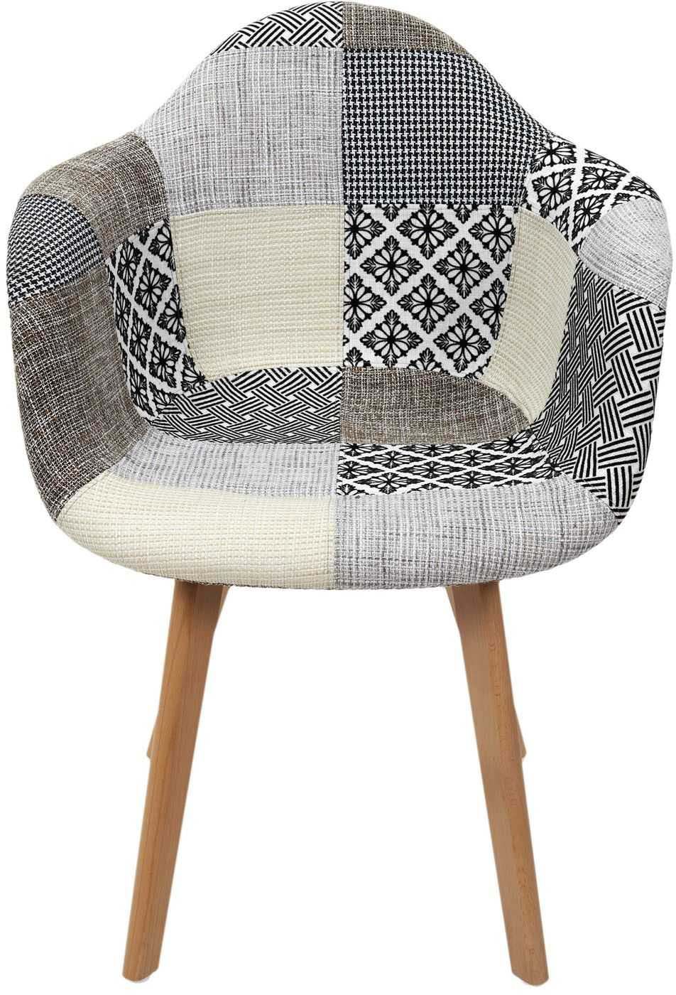 Fauteuil scandinave patchwork (lot de 2) (gris)
