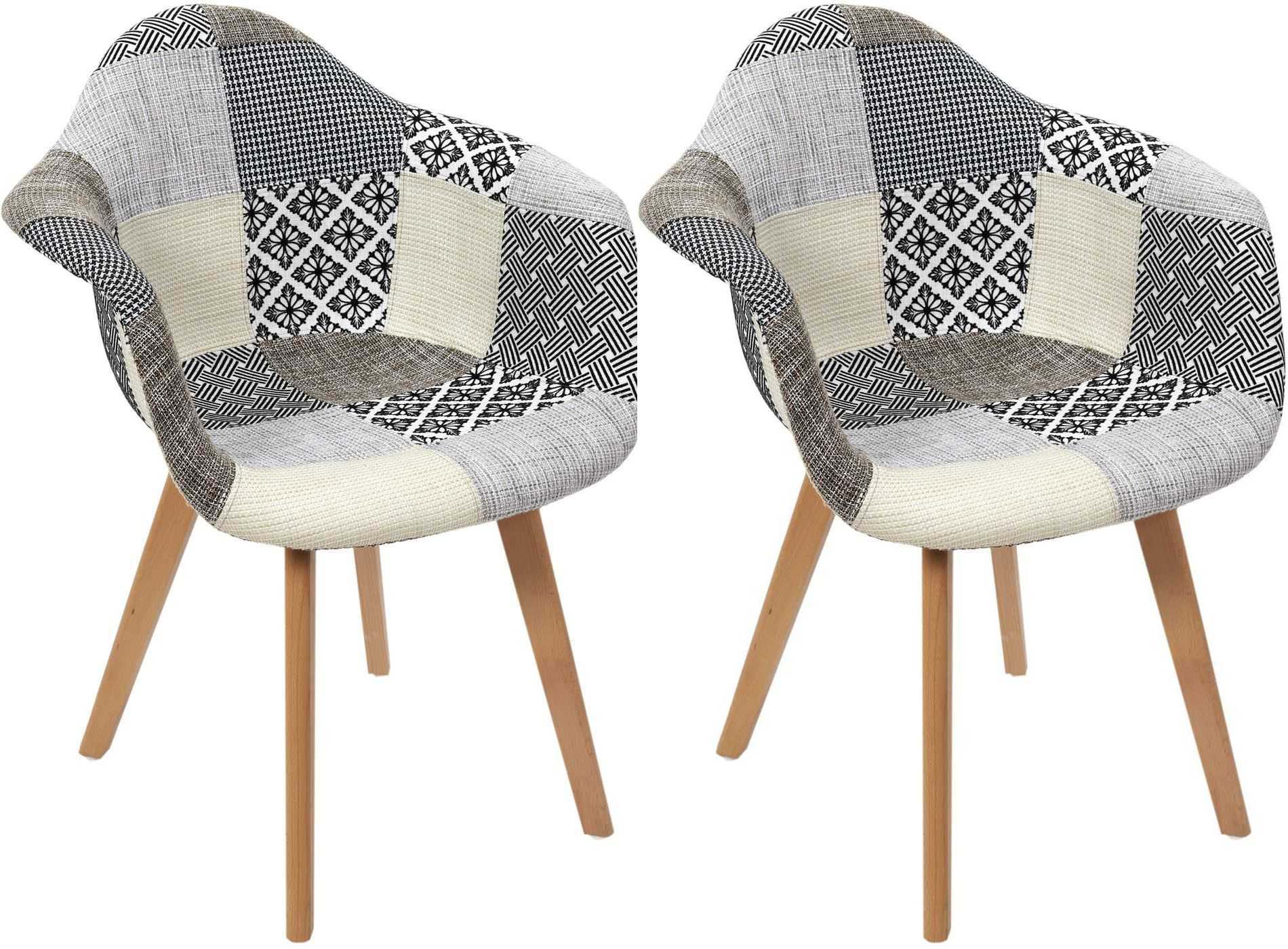 Fauteuil scandinave patchwork (lot de 2) (gris)