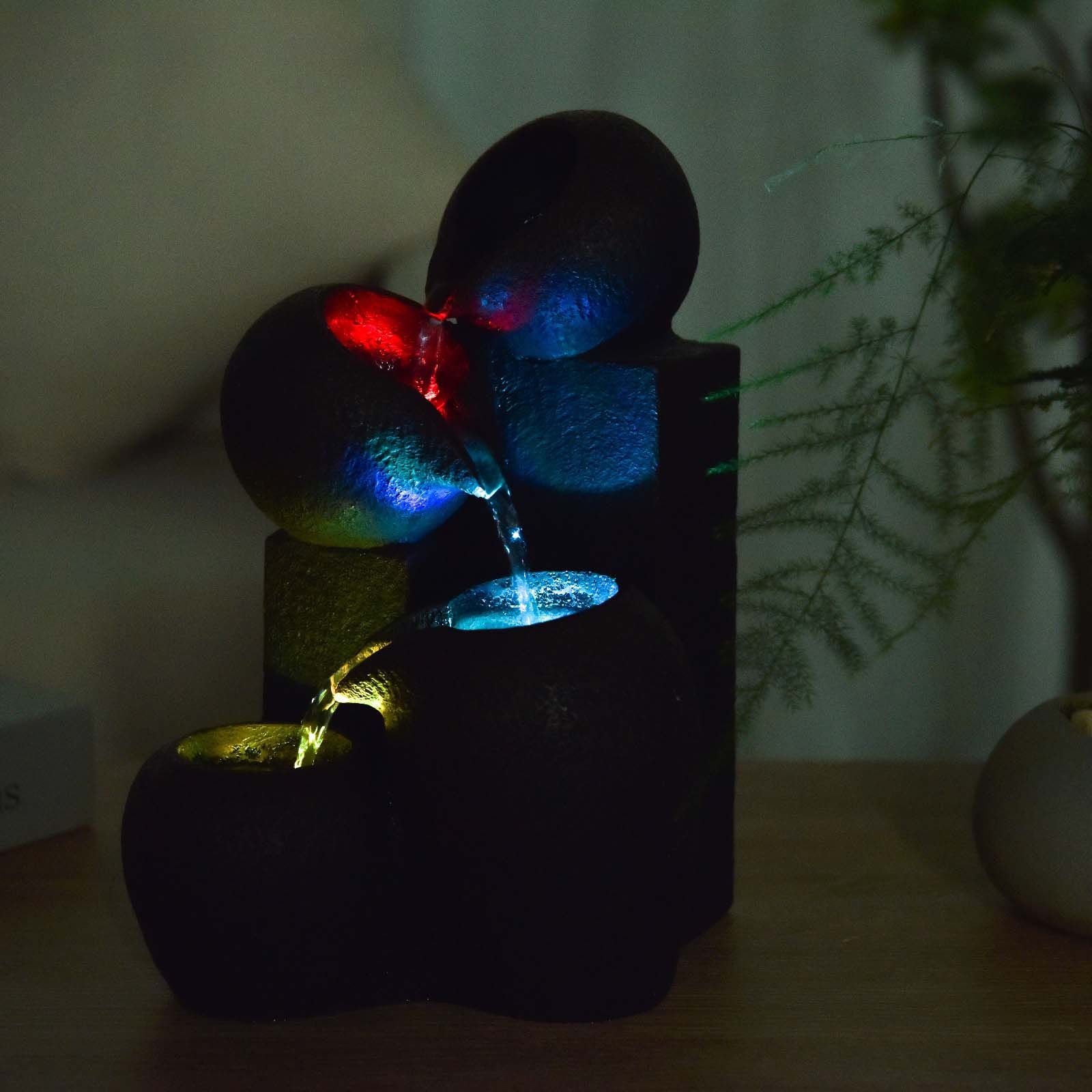 Fontaine zen en résine avec led luba