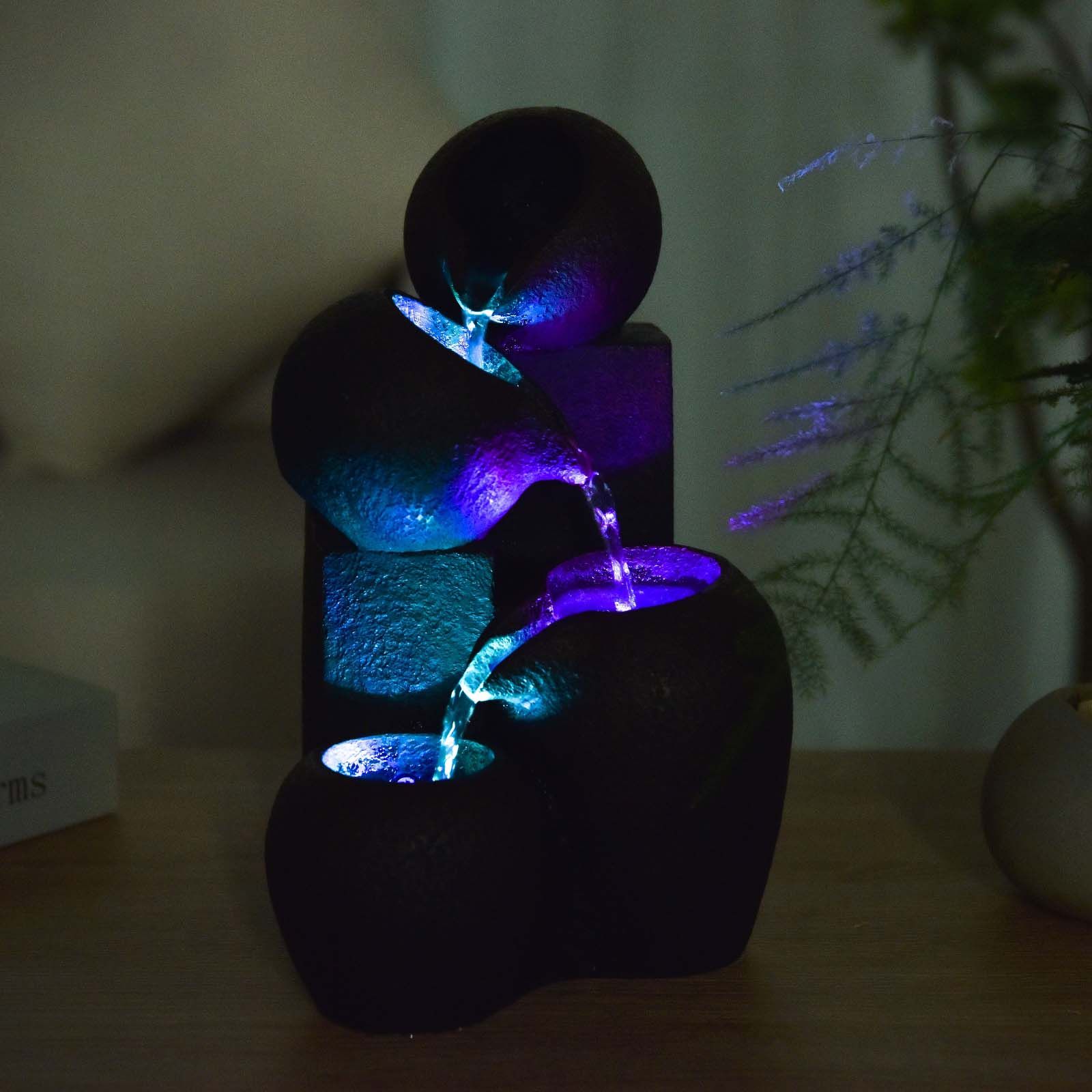 Fontaine zen en résine avec led luba