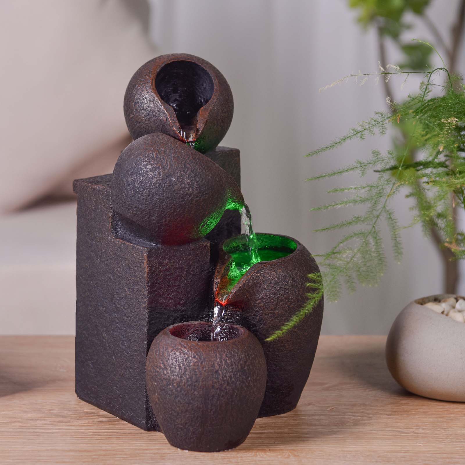 Fontaine zen en résine avec led luba