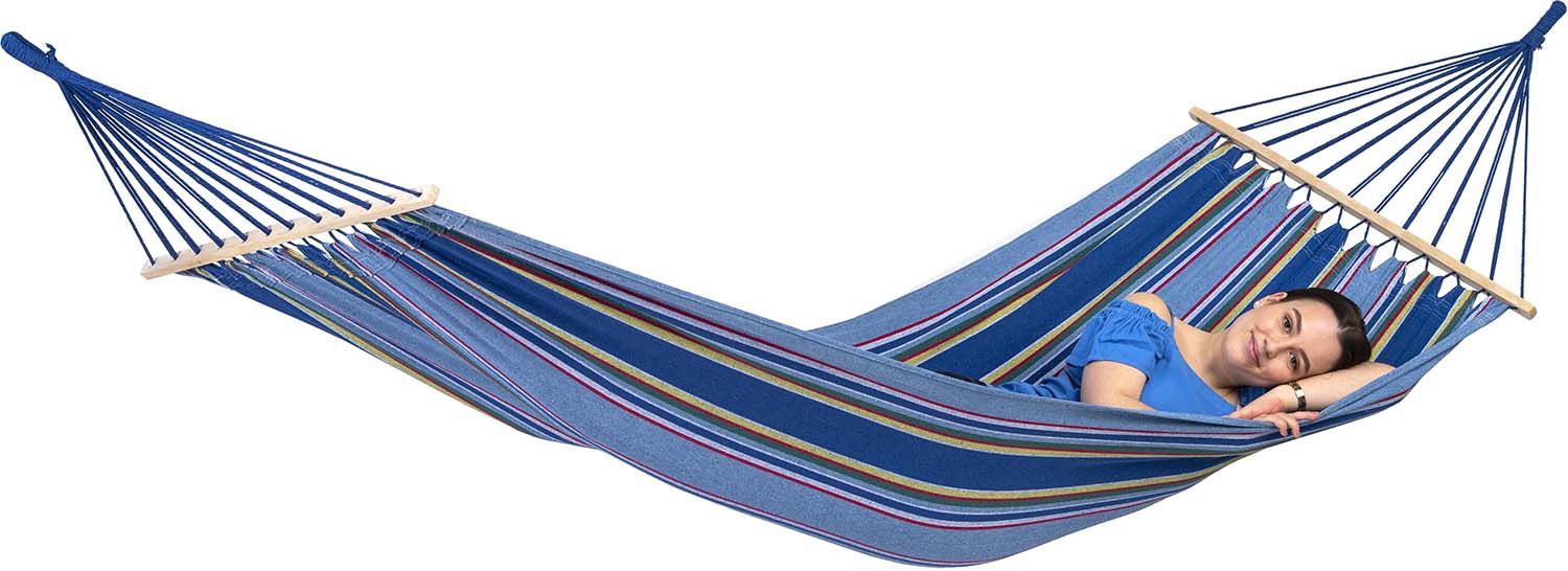 Hamac en coton et polyester avec sac de rangement tonga (ocean)