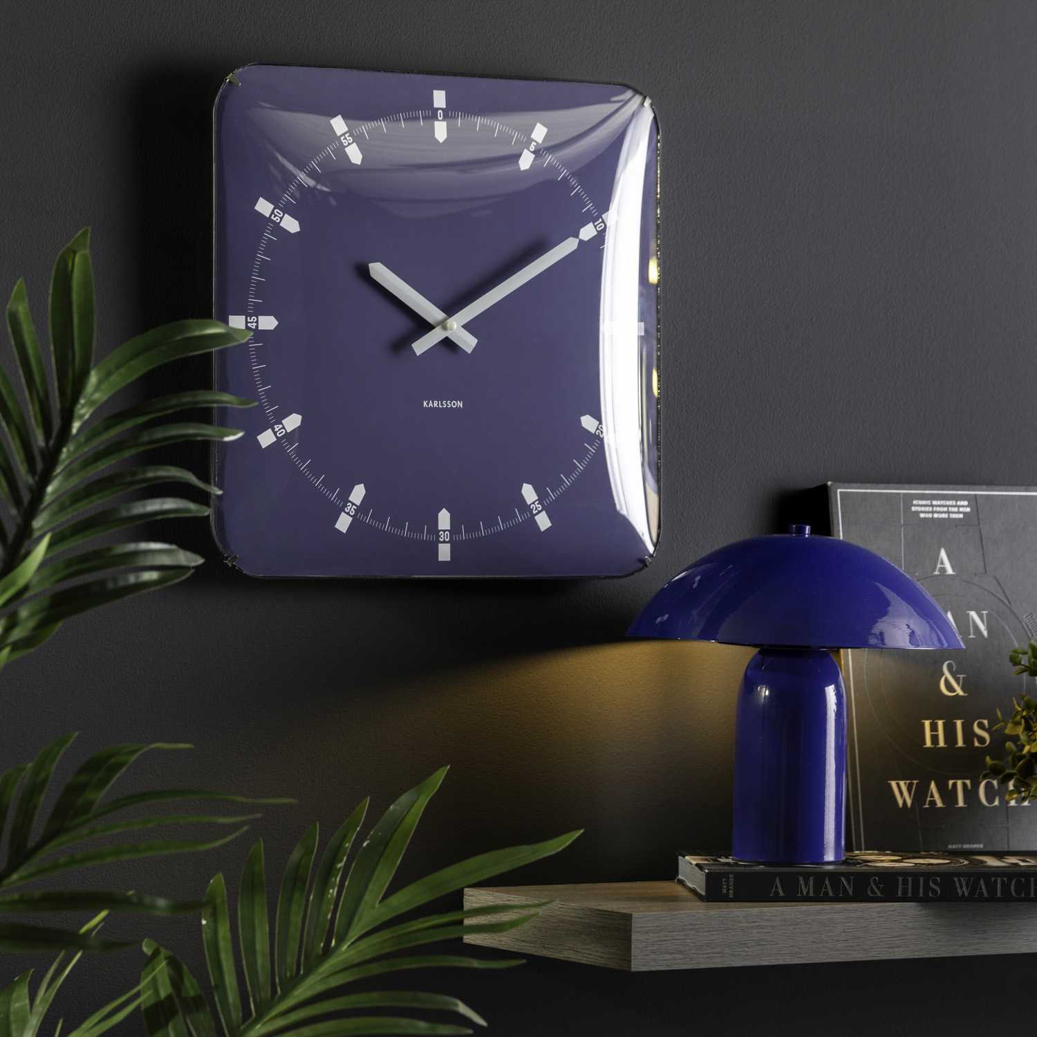 Horloge murale en métal sucinto dome square (bleu)