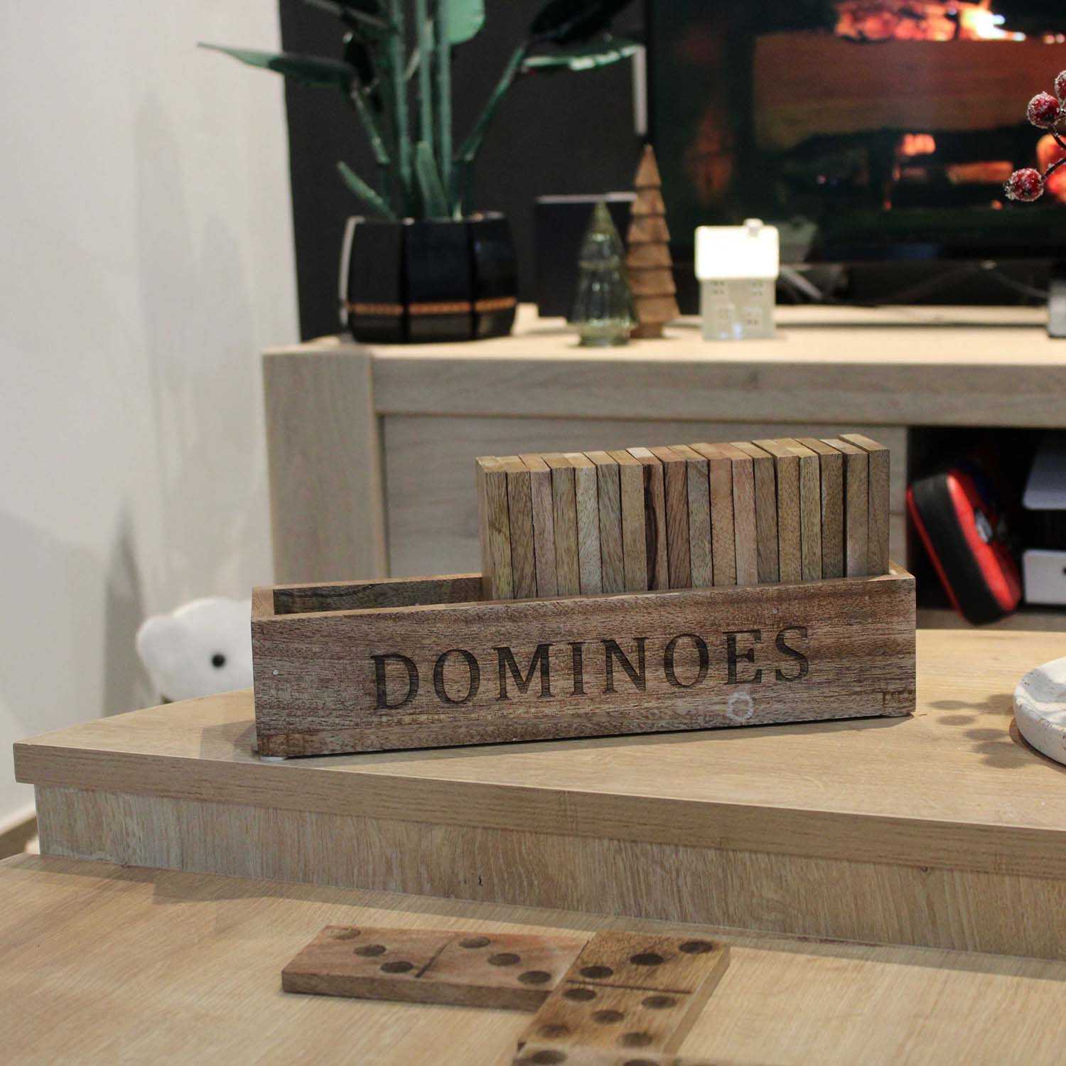 Jeu de dominos en bois de manguier