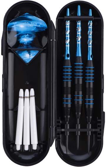 Jeu de 3 fléchettes professionnelles à pointe en acier 22 gr typhoon (bleu)