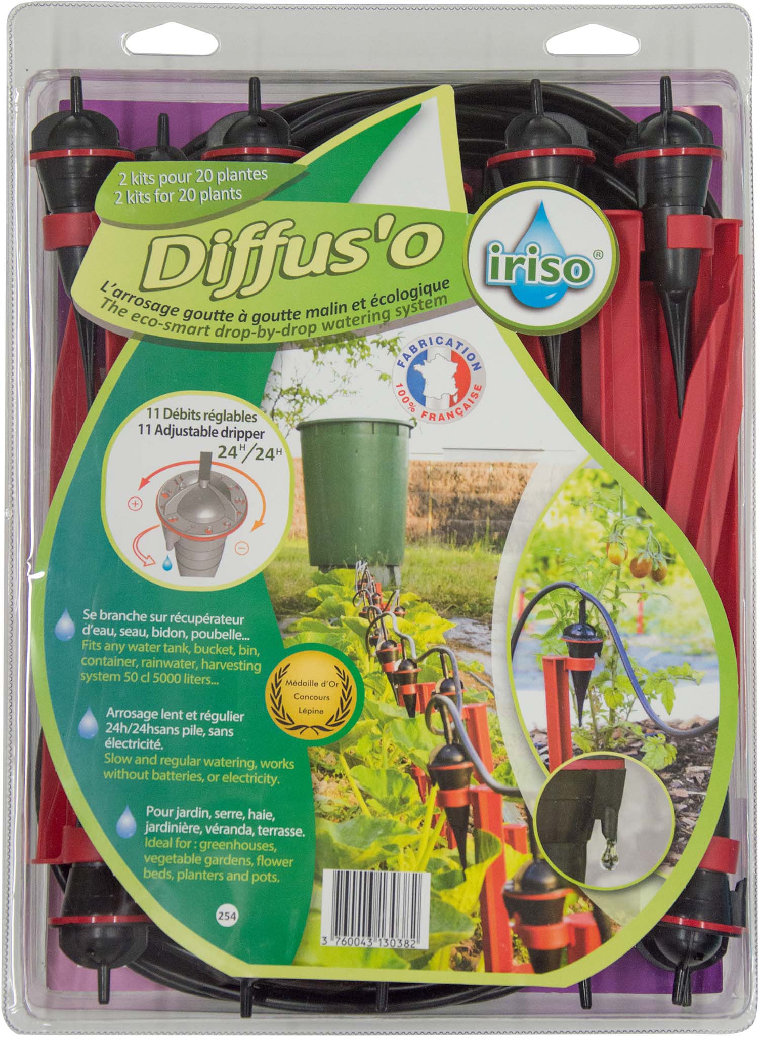 Kit jardin arrosage régulé avec goutteurs sur pied (20 goutteurs)