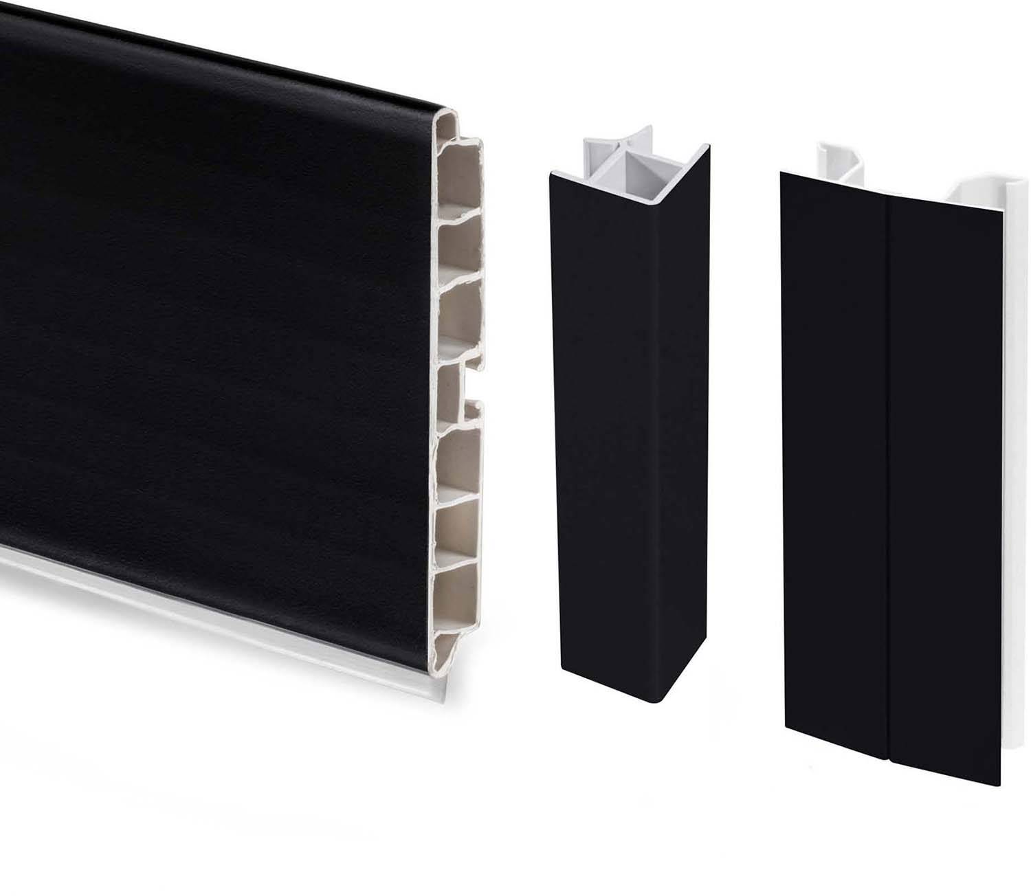 Kit de plinthes de cuisine avec accessoires plasline (noir)