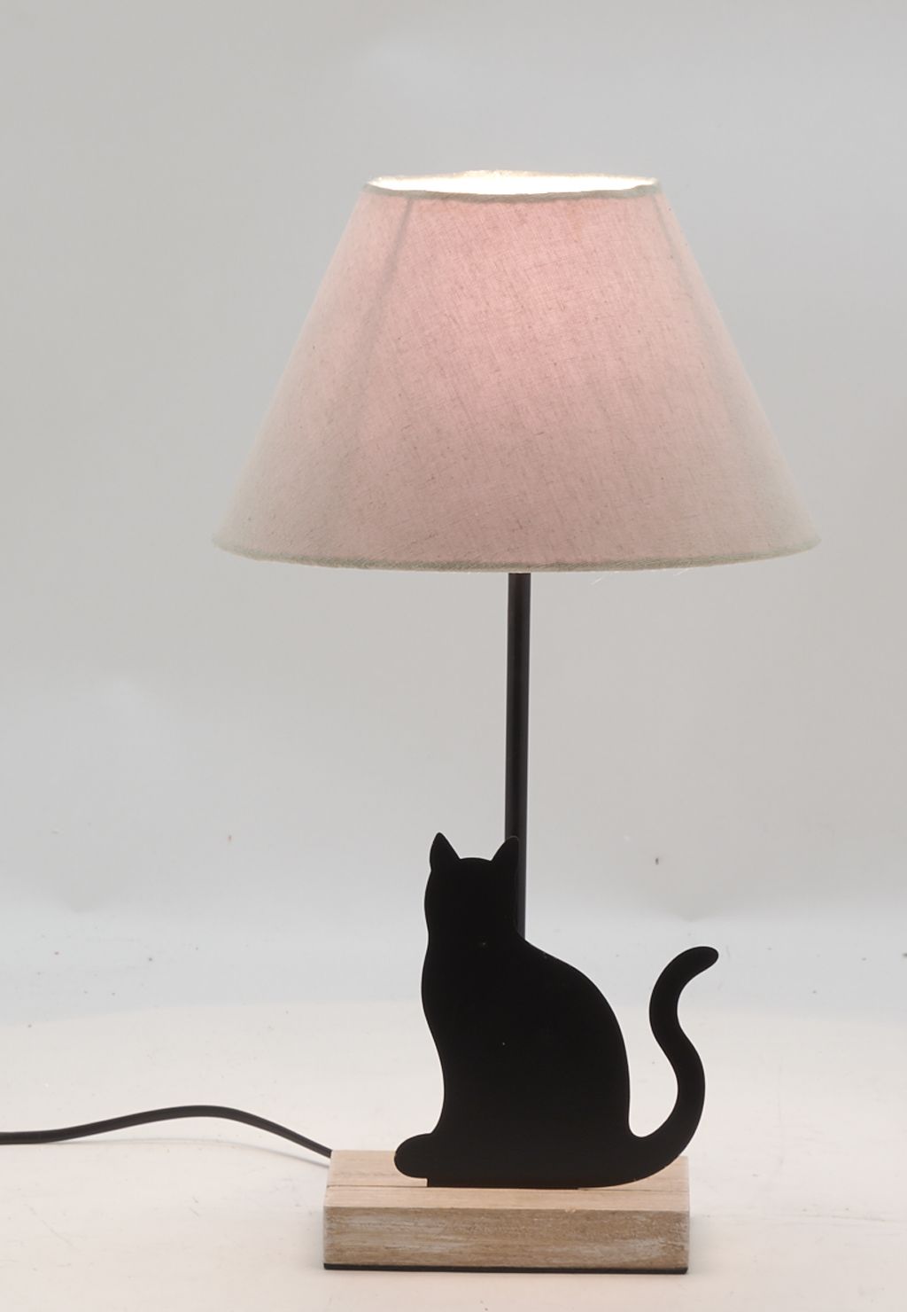 Lampe Chat en métal noir et bois - AUBRY GASPARD