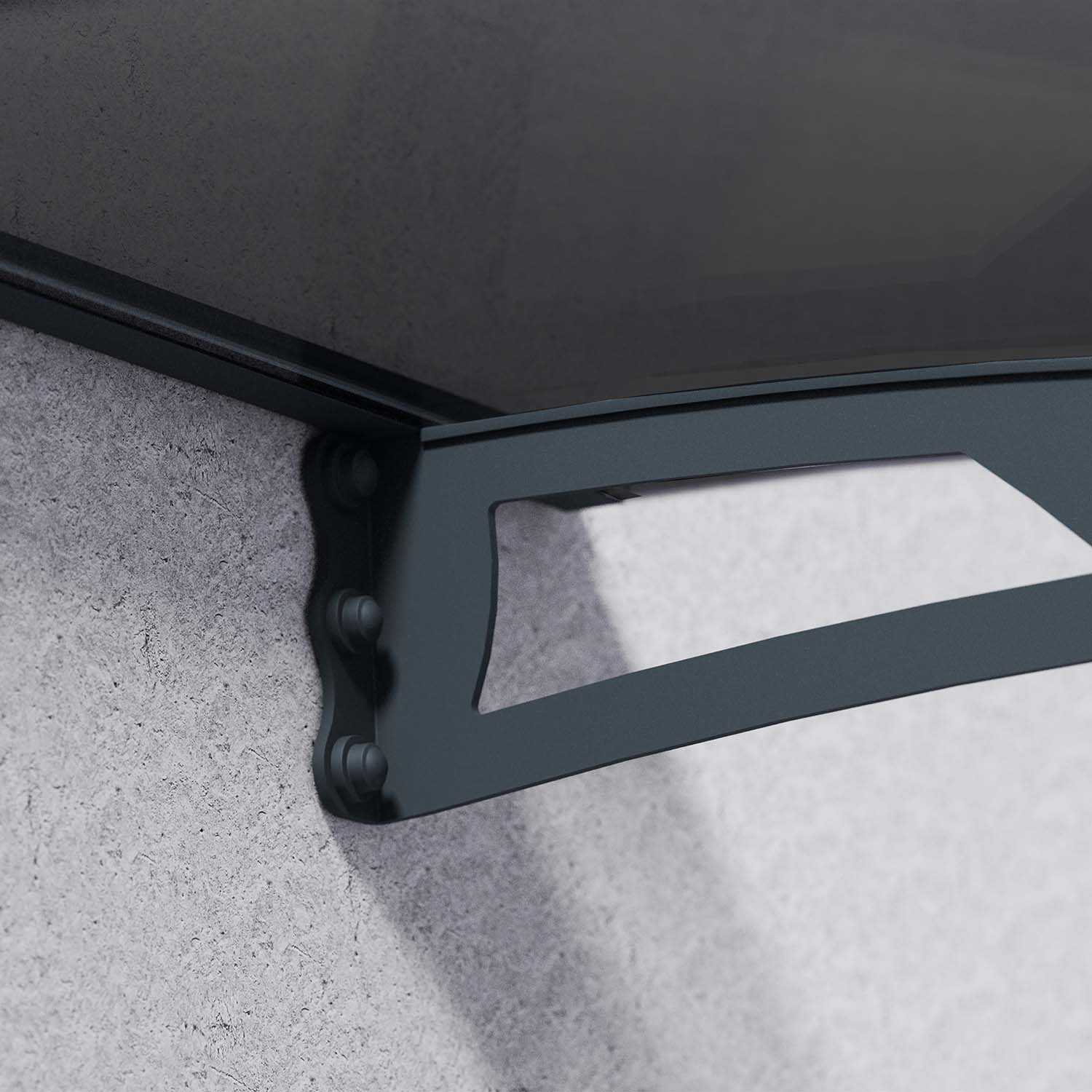 Marquise de porte en aluminim gris et polycarbonate transparent aquila ...