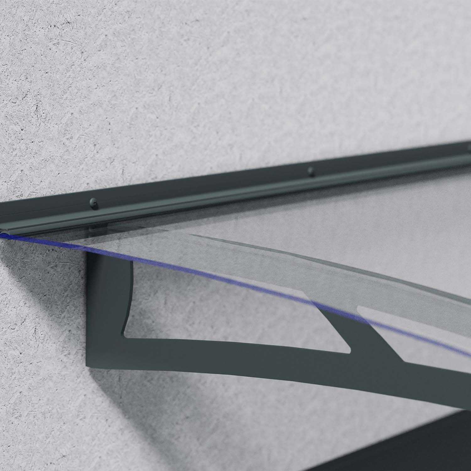 Marquise de porte en aluminim gris et polycarbonate transparent aquila ...