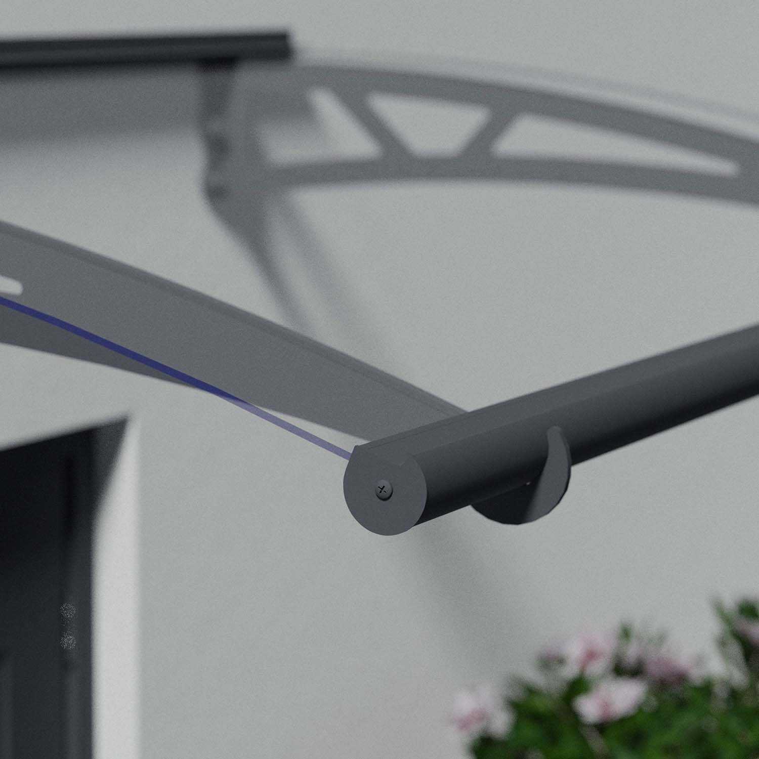 Marquise de porte en aluminium gris et polycarbonate transparent altair ...