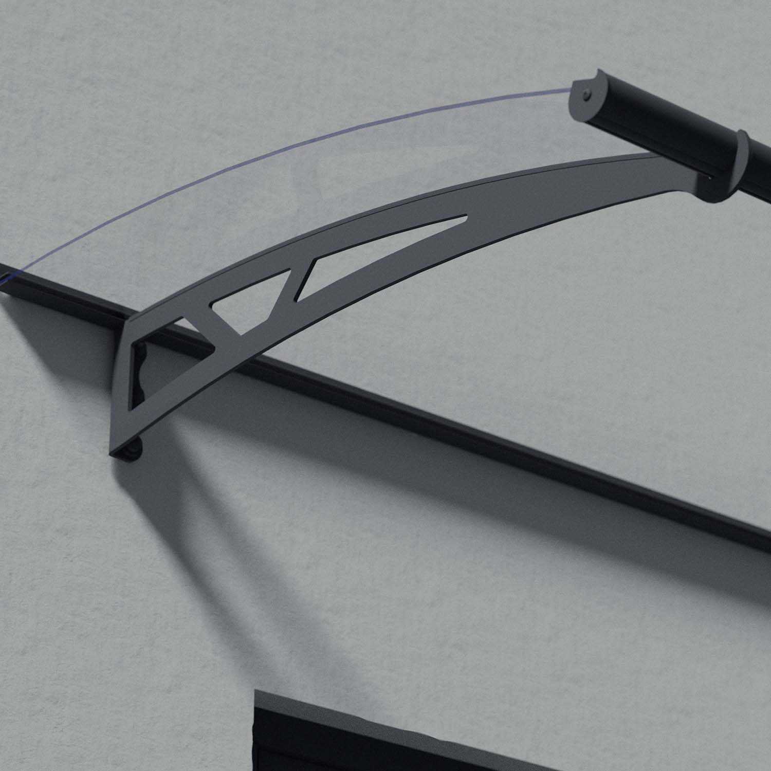 Marquise de porte en aluminium gris et polycarbonate transparent altair ...