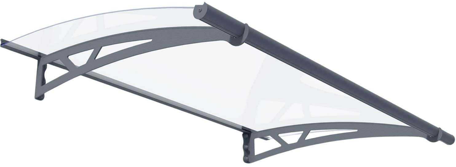 Marquise de porte en aluminium gris et polycarbonate transparent altair ...