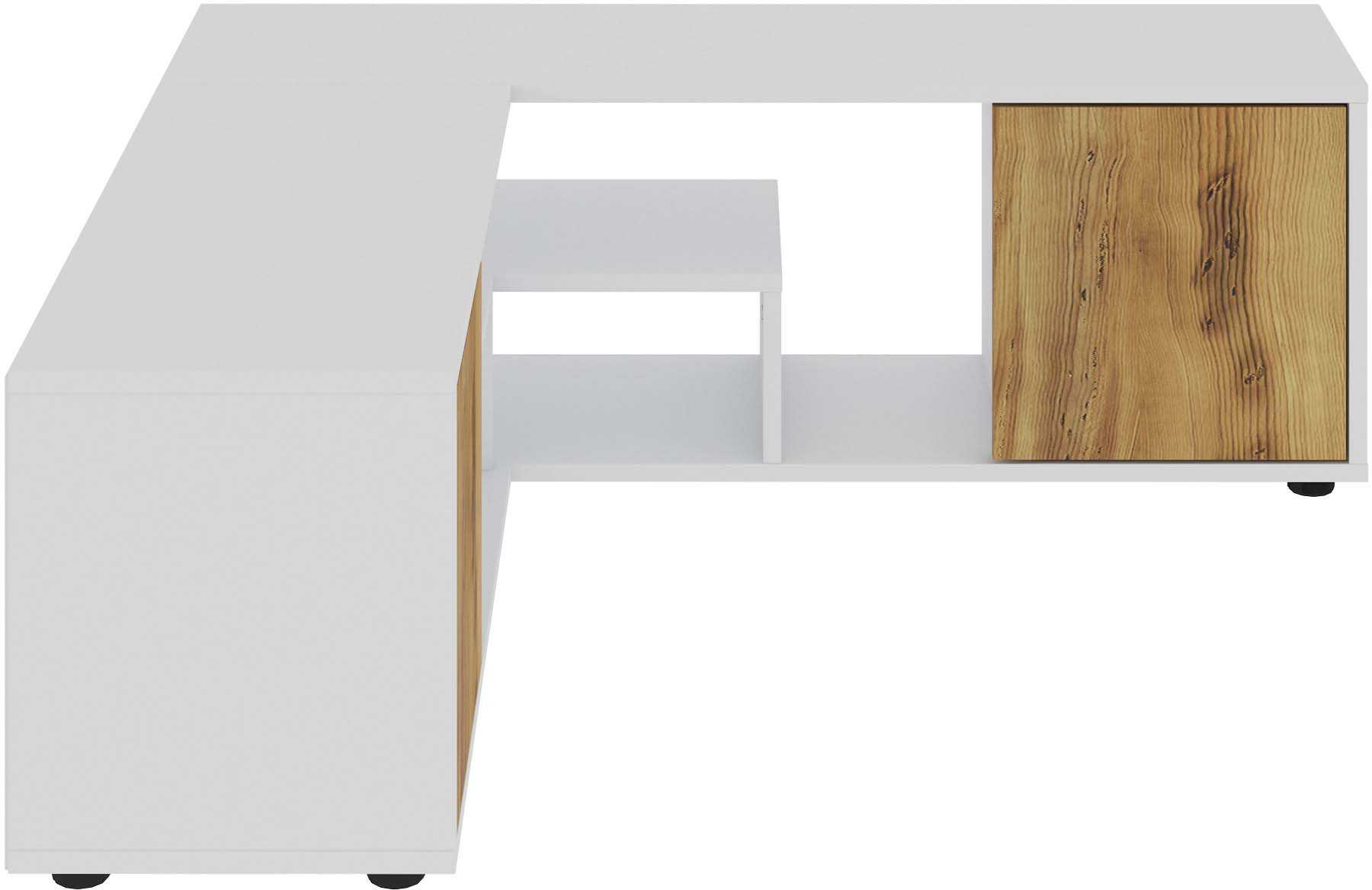 Meuble tv d'angle en aggloméré rosa (blanc, chêne)