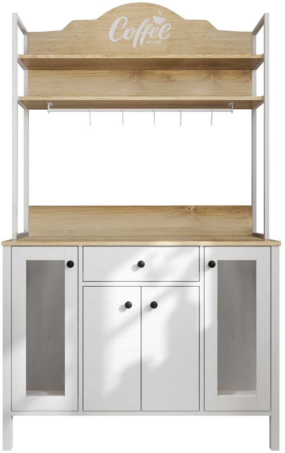 Meuble de cuisine bar à café 120 x 50 x 210 cm frannie (blanc)