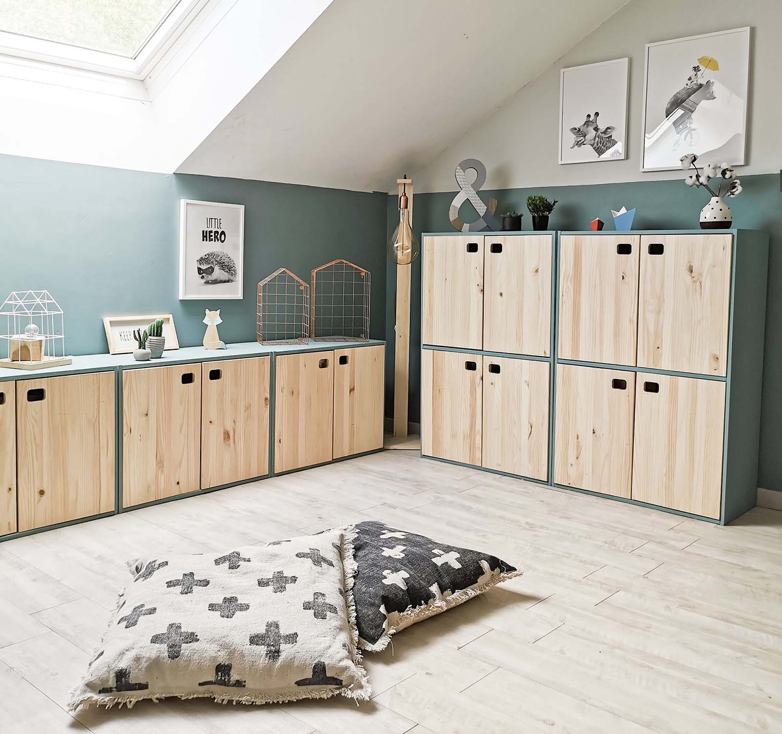 Meuble de rangement en pin 4 portes dinamic