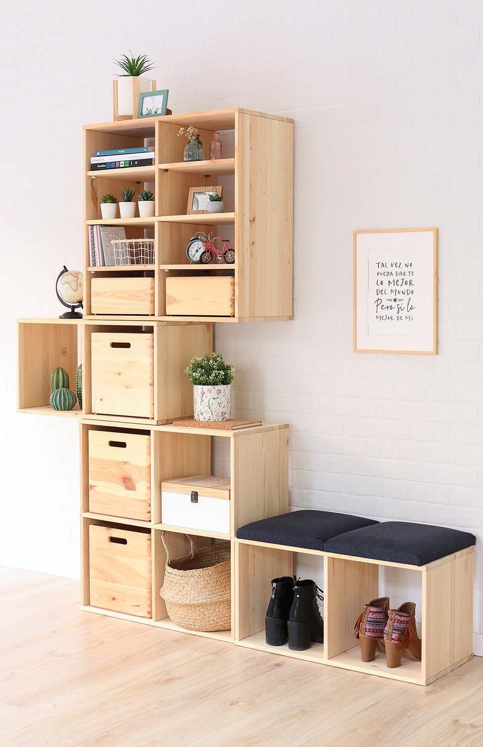 Meuble rangement avec tablette en pin massif dinamic