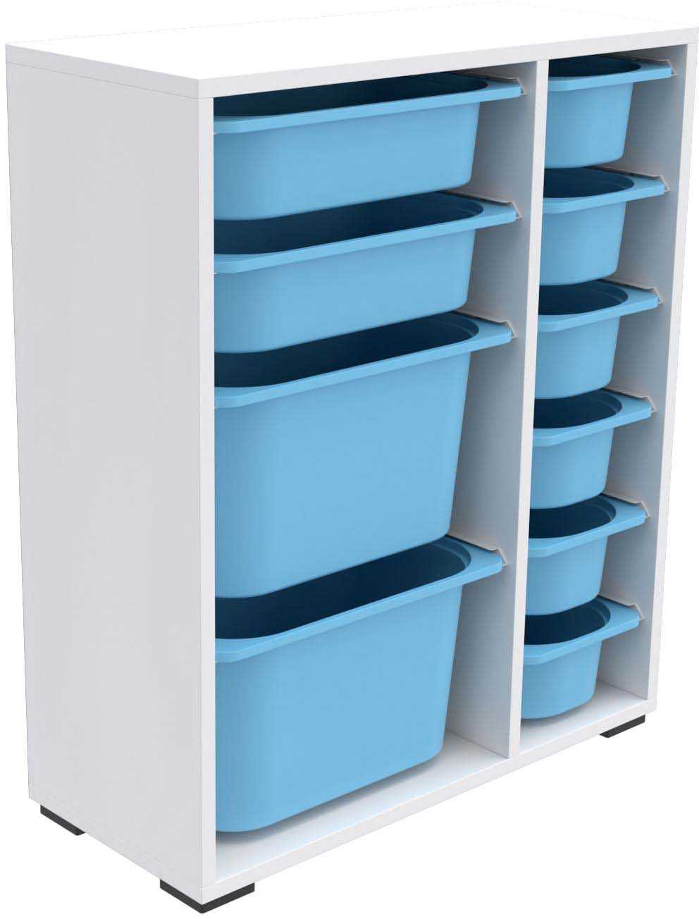 Meuble de rangement 10 tiroirs zen (blanc et bleu 2)