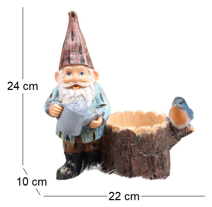 Mini nain de jardin en résine (arrosoir souche)