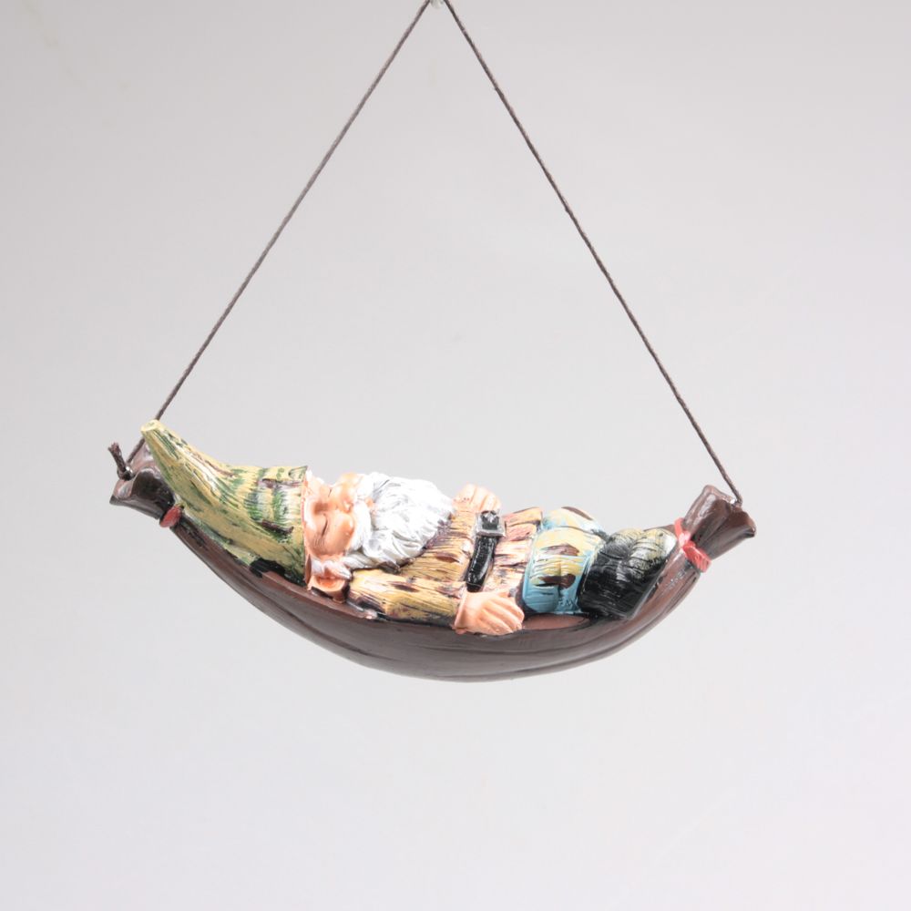 Mini nain de jardin en résine (hamac)