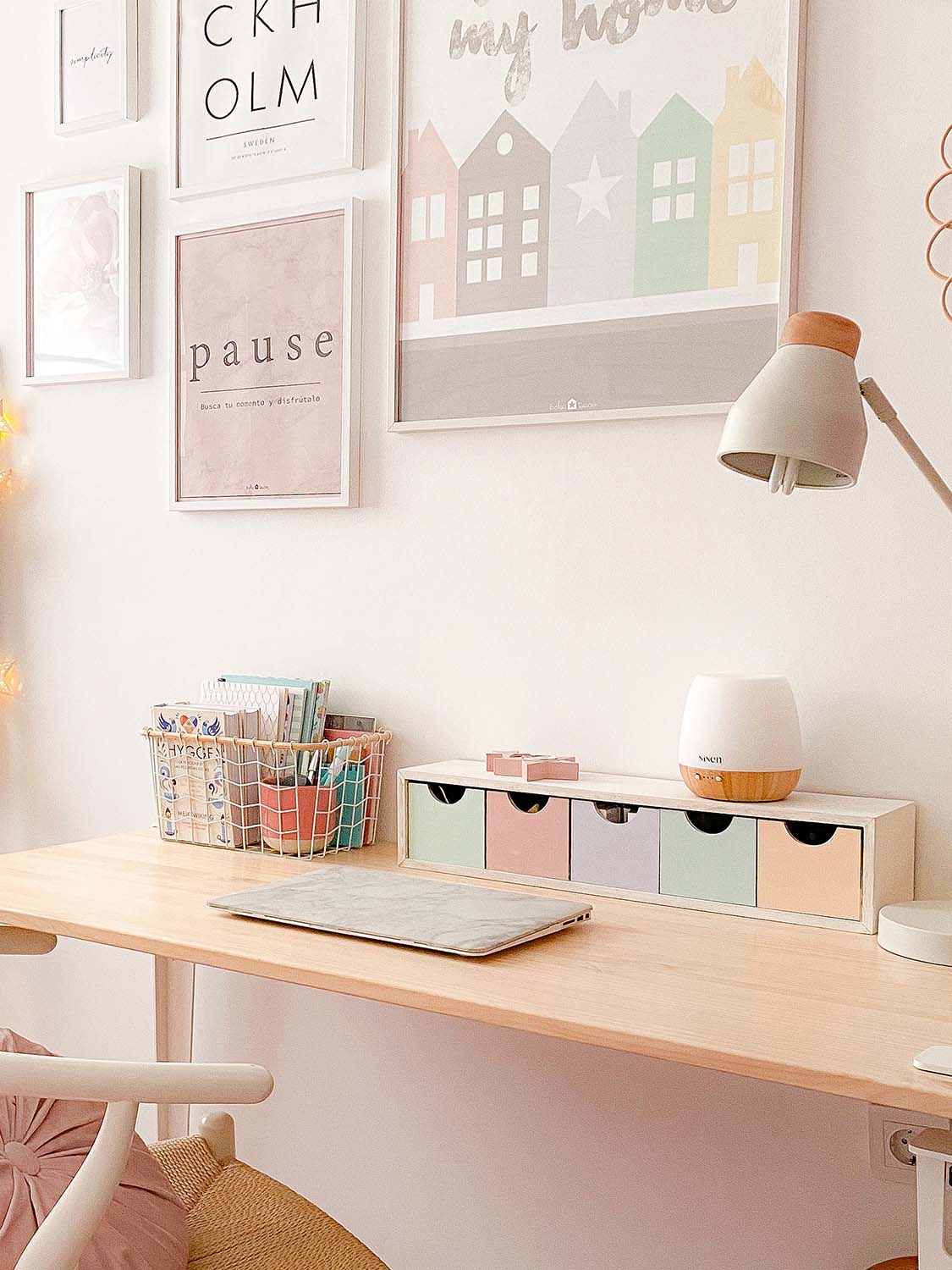 Mini rangement bloc en pin brut avec tiroirs (5 tiroirs)