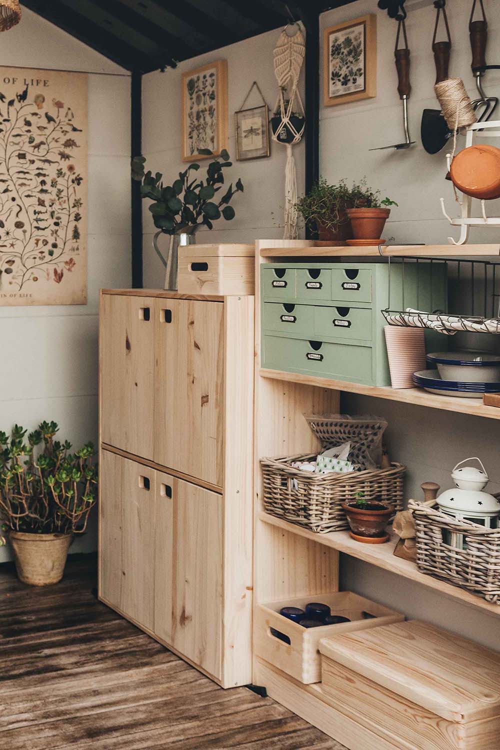 Mini rangement bloc en pin brut ave tiroirs (6 tiroirs m1)