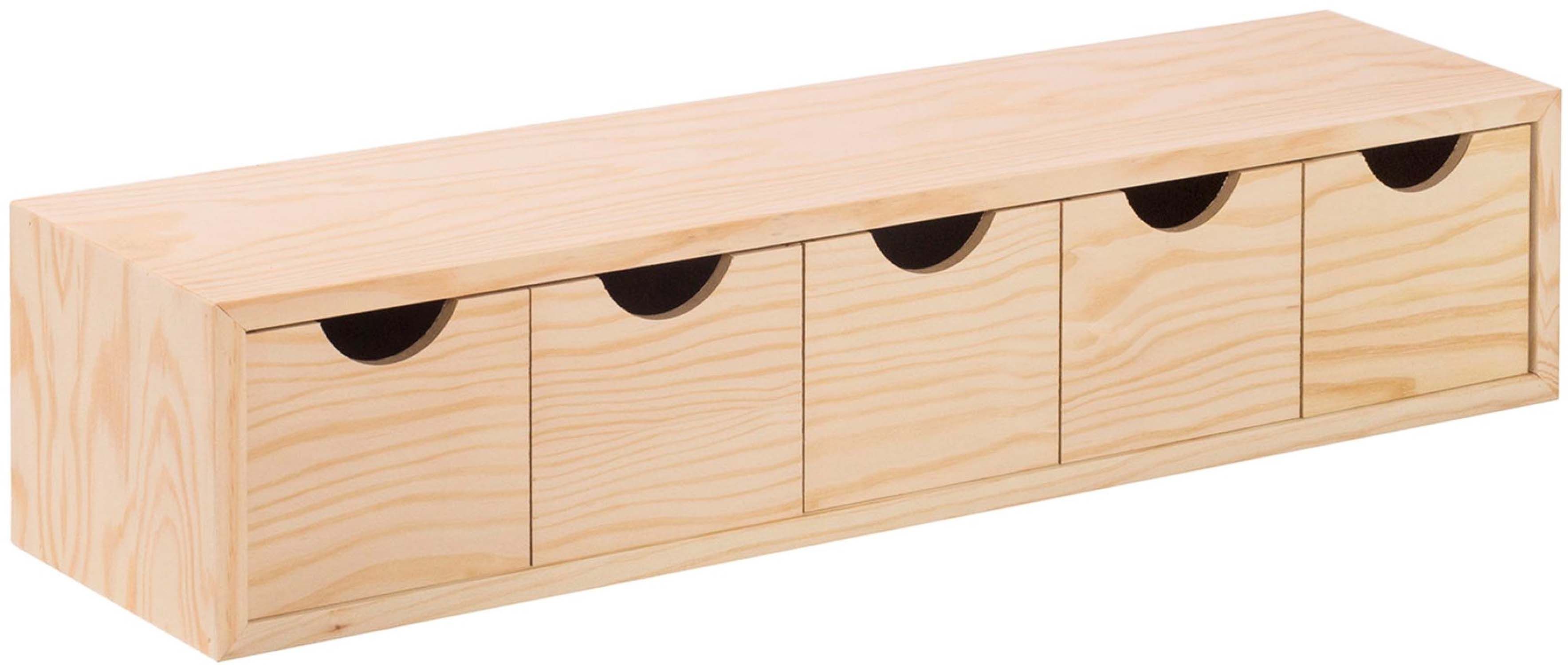 Mini rangement bloc en pin brut avec tiroirs (5 tiroirs)
