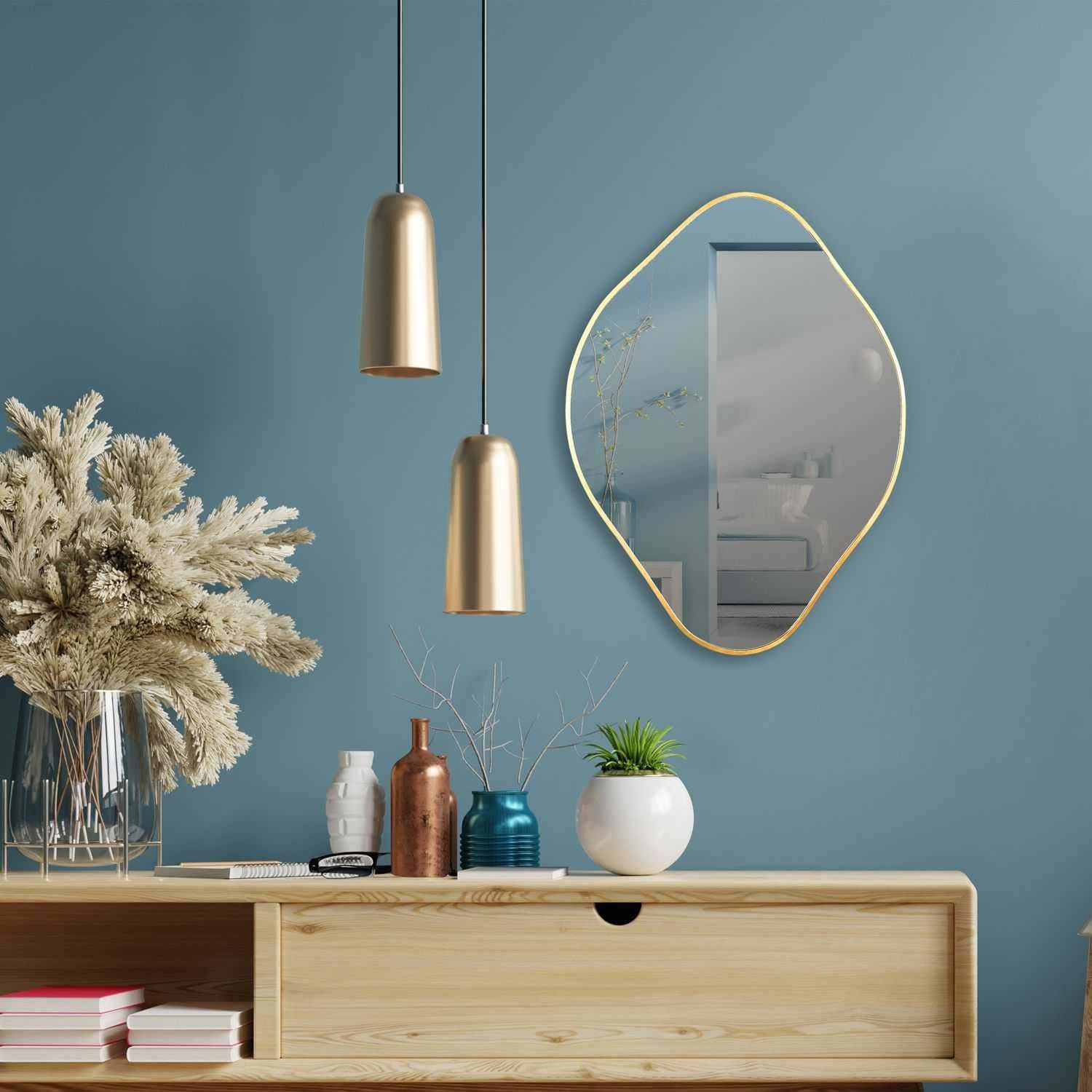Miroir contour doré losange come